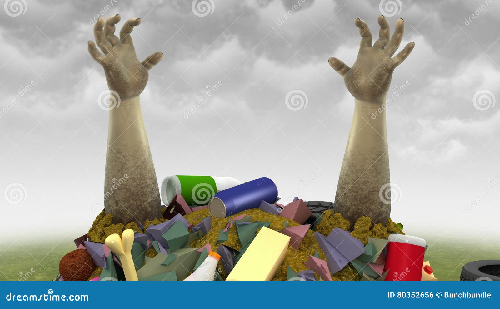 Garbage Monster, 3d Illustration Stock Illustration - Illustration of ...