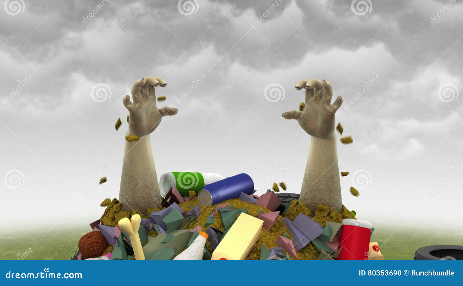 Garbage Monster, 3d Illustration Stock Illustration - Illustration of ...