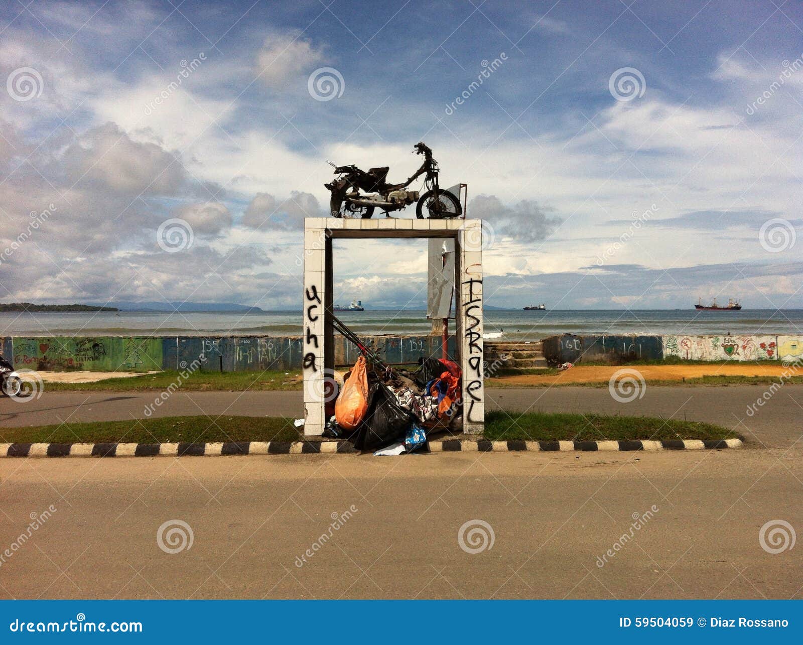 Garbage Monument stock image. Image of yard, papua, garbage - 59504059