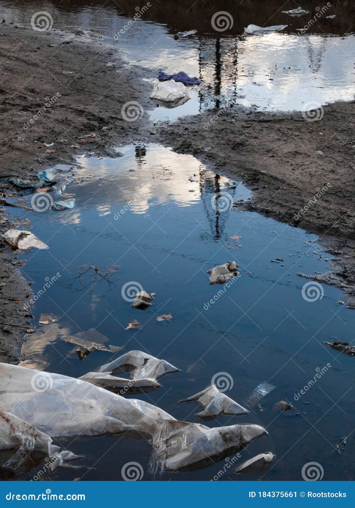 Garbage in the Mud on the Dirt Road Stock Image - Image of field, mess ...