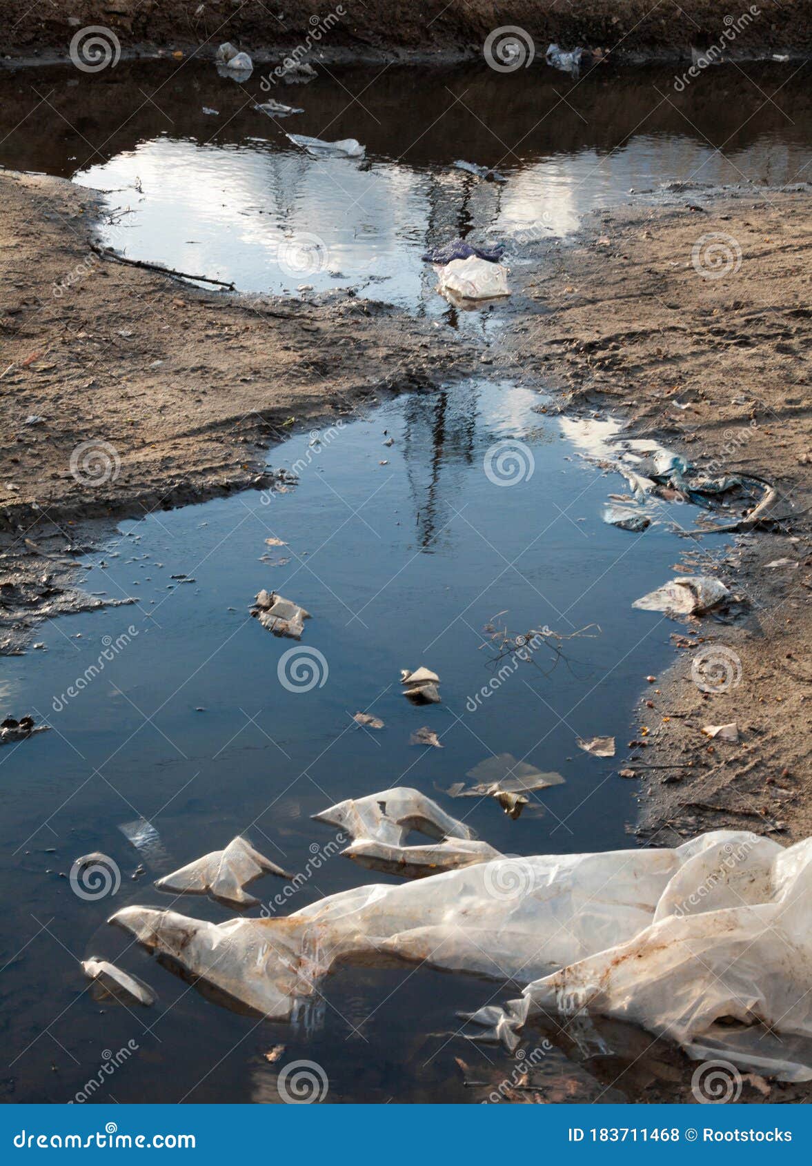 Garbage in the Mud on the Dirt Road Stock Photo - Image of catastrophe ...