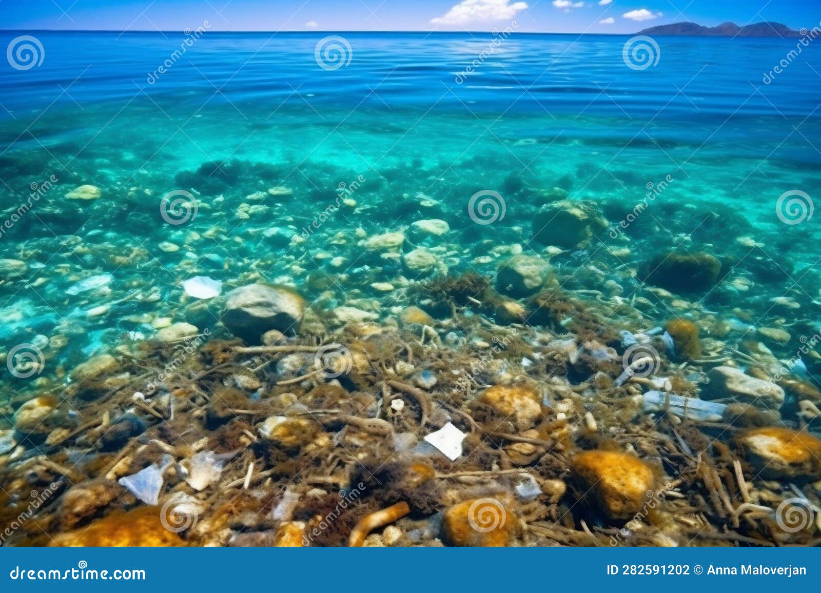 Garbage in the ocean sea stock illustration. Illustration of recycle ...