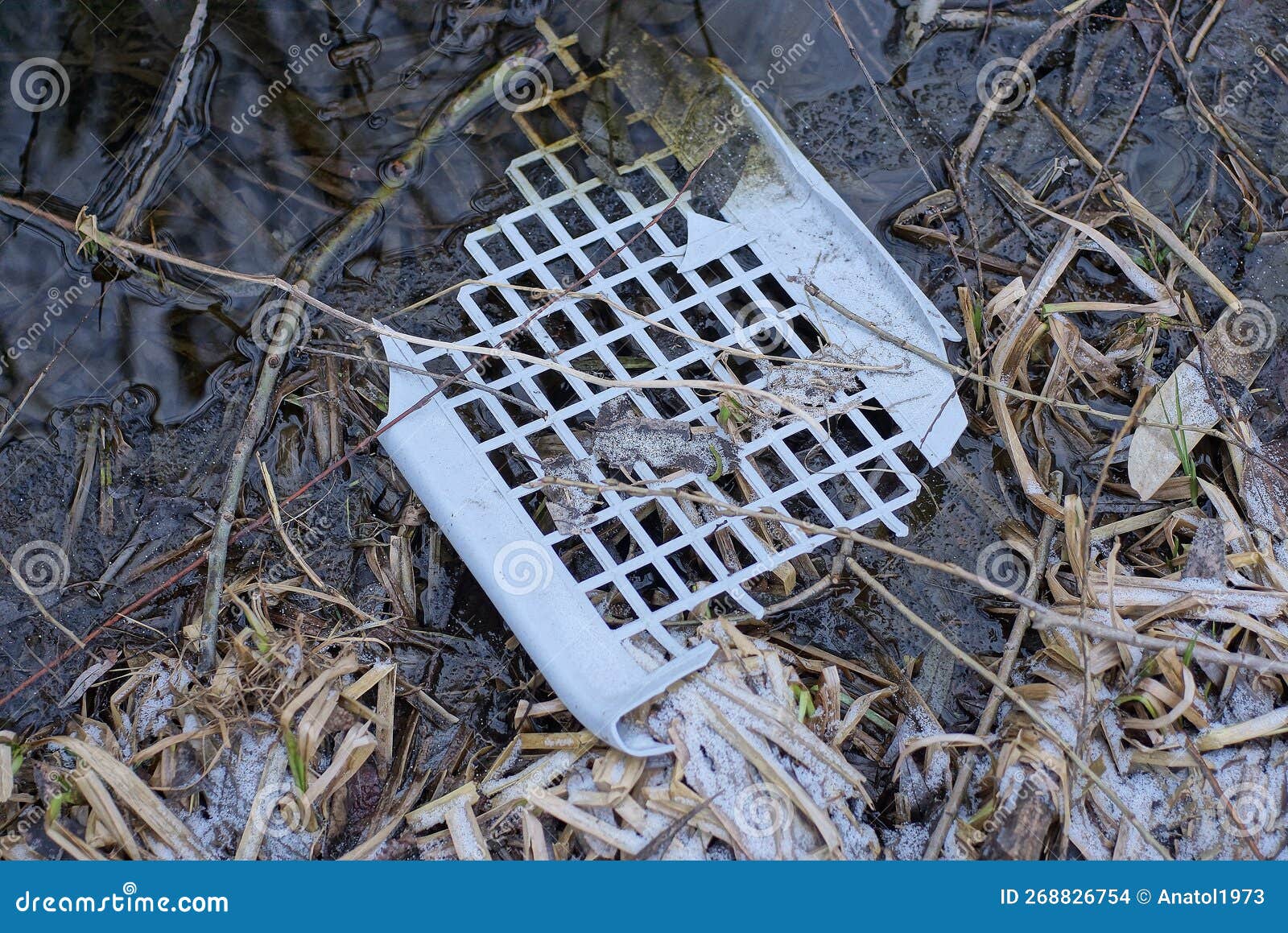 Garbage from One White Piece of a Plastic Grate from a Box Stock Photo ...
