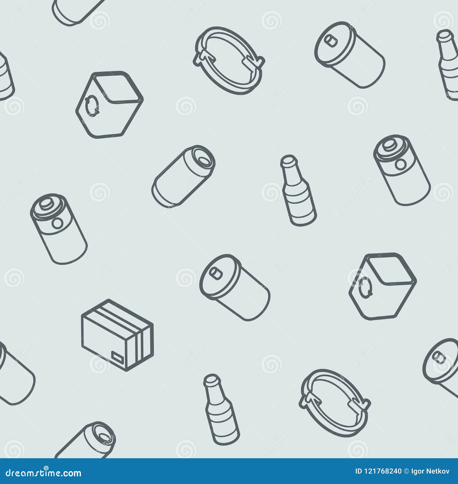 Garbage Outline Isometric Pattern Stock Vector - Illustration of ...