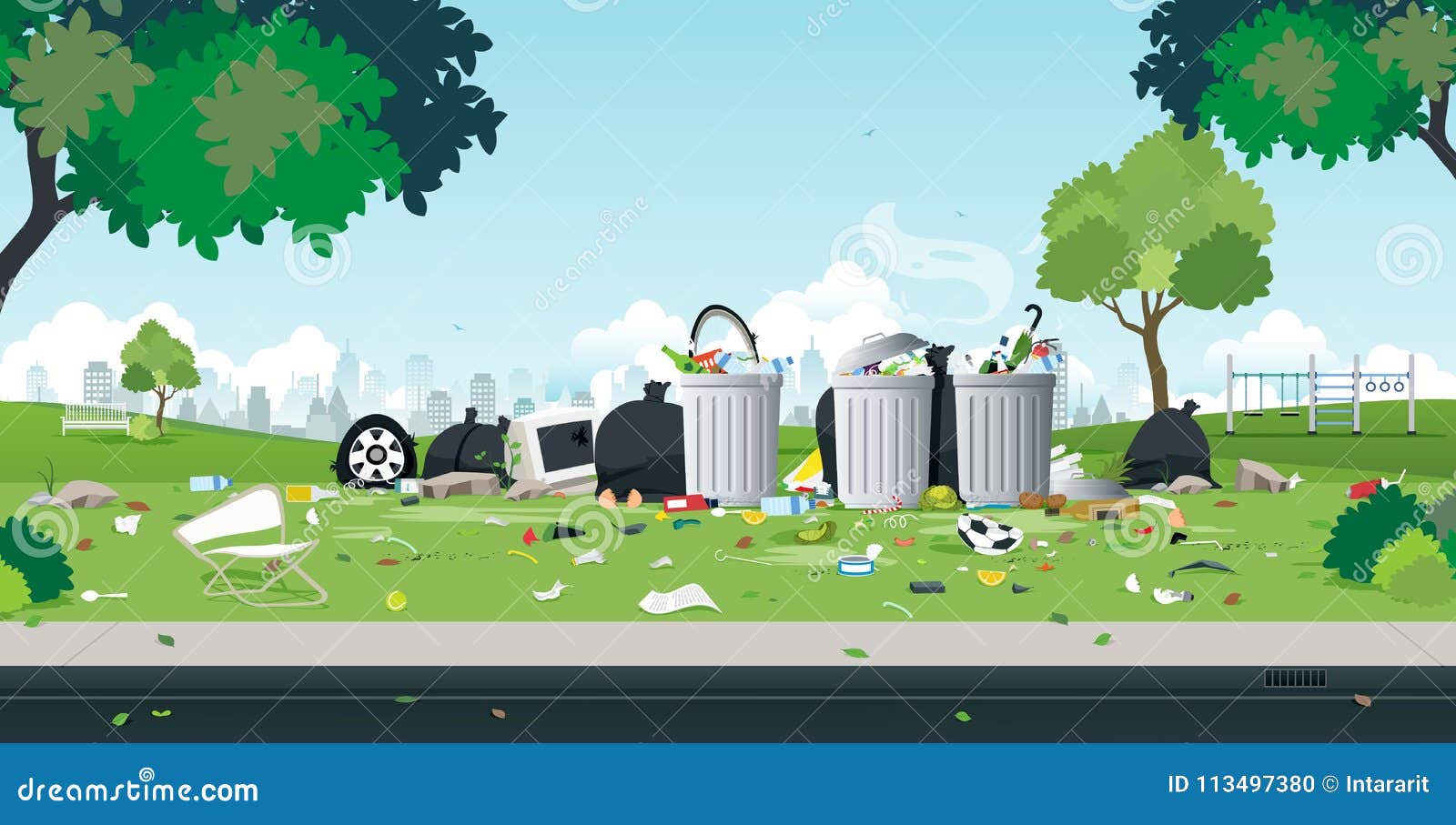 Garbage in the park stock vector. Illustration of dirty - 113497380 Garbage in the park stock vector. Illustration of dirty - 113497380
