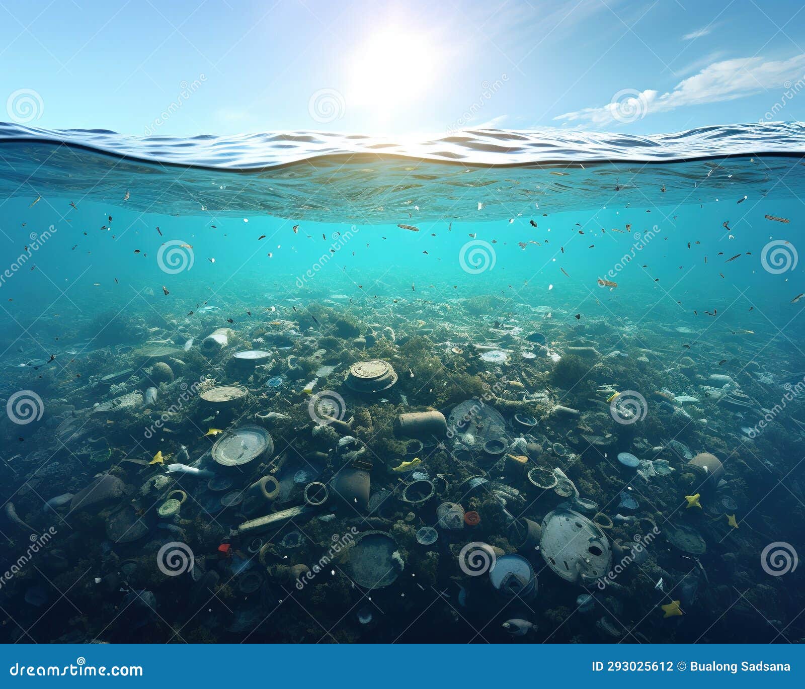 Garbage Patch in the Ocean is an Environmental Disaster Concept. Stock ...