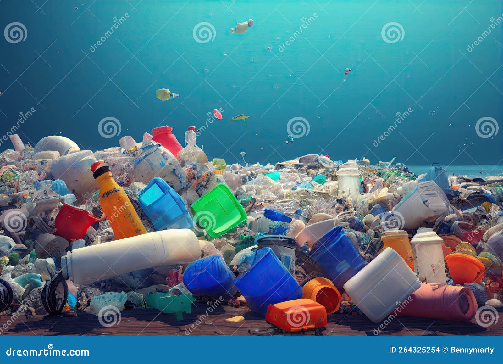 Garbage Patch in the ocean stock illustration. Illustration of ...