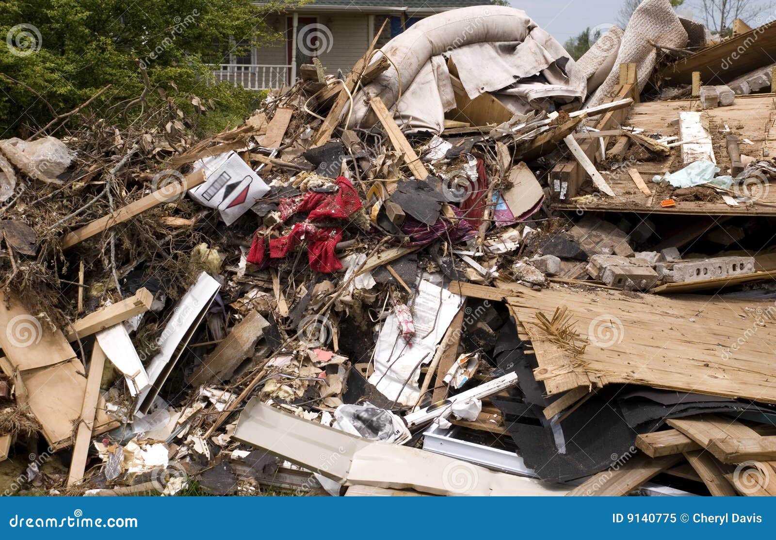 Garbage Pile from Tornado Damage Stock Image - Image of limbs, house ...