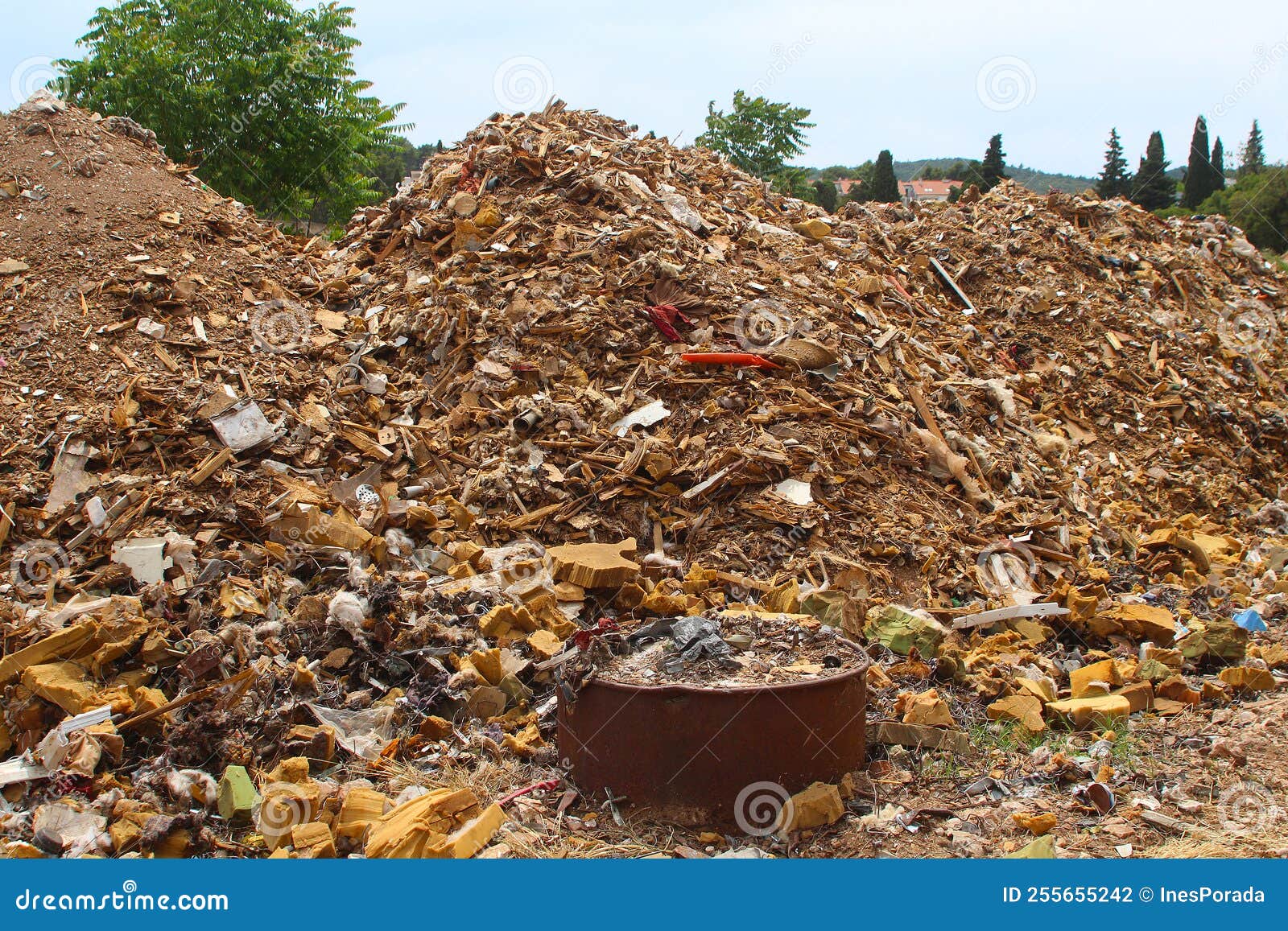 Garbage Pile in Trash Dump Surrounded by Trees - Pollution Concept ...