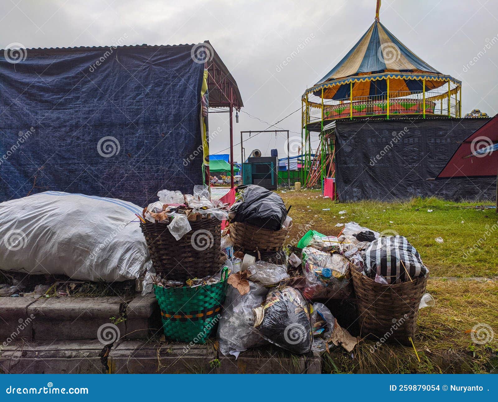 Garbage Piled Up on the Edge of the Field Stock Photo - Image of green ...