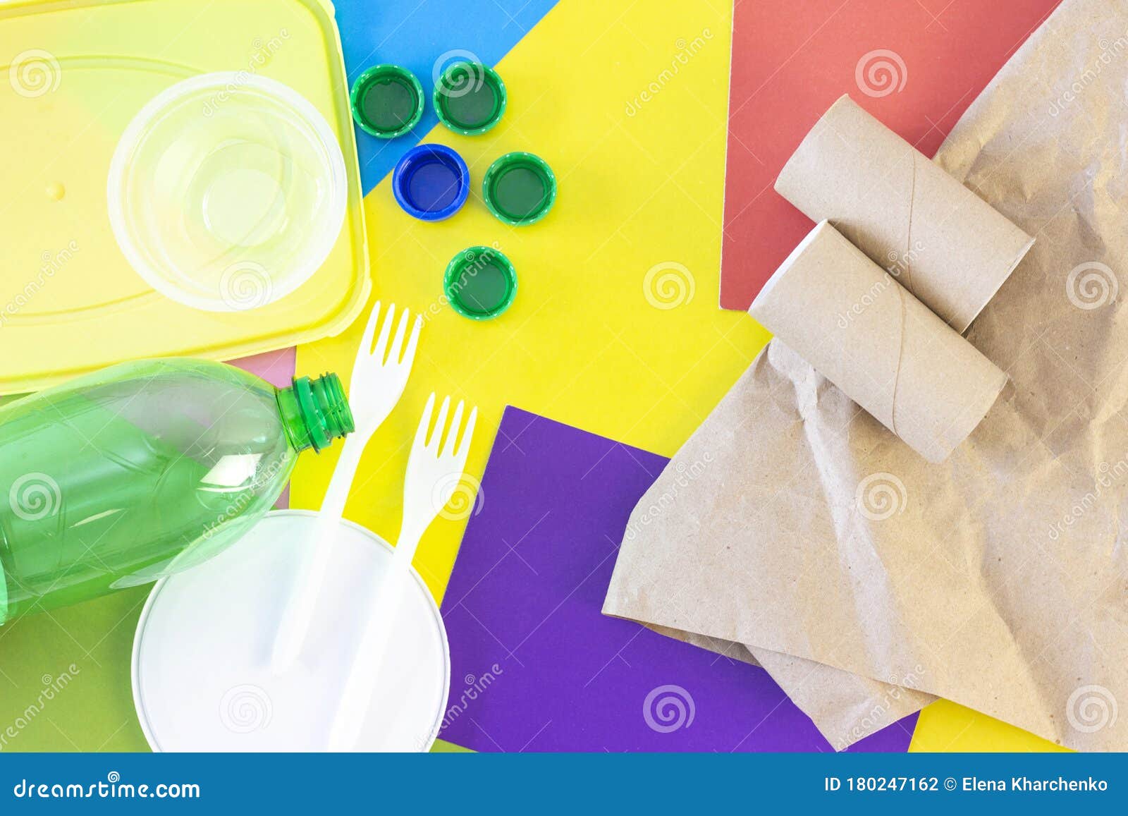 Garbage, Plastic and Paper, on a Colored Abstract Background Stock ...