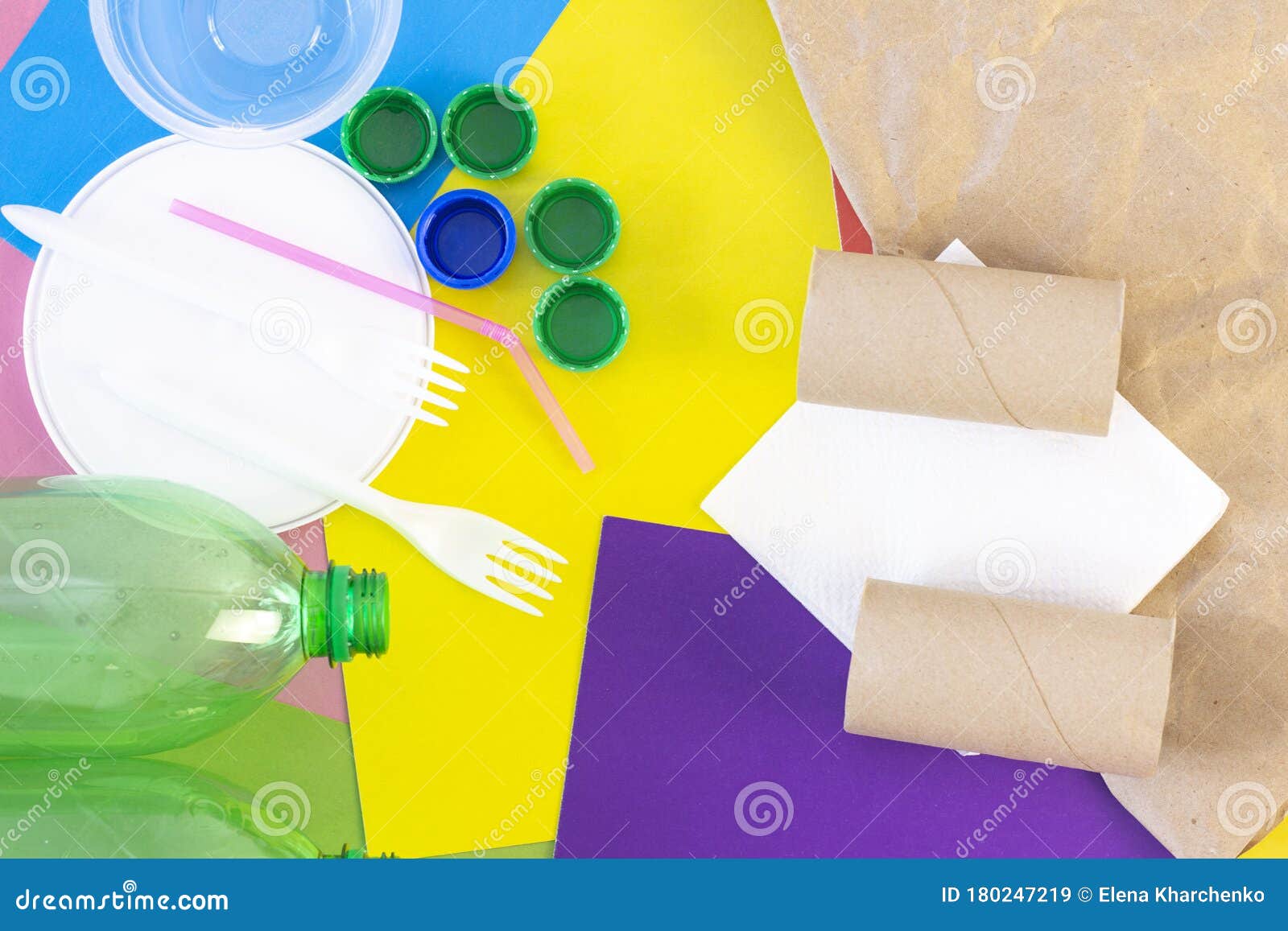 Garbage, Plastic and Paper, on a Colored Abstract Background Stock ...