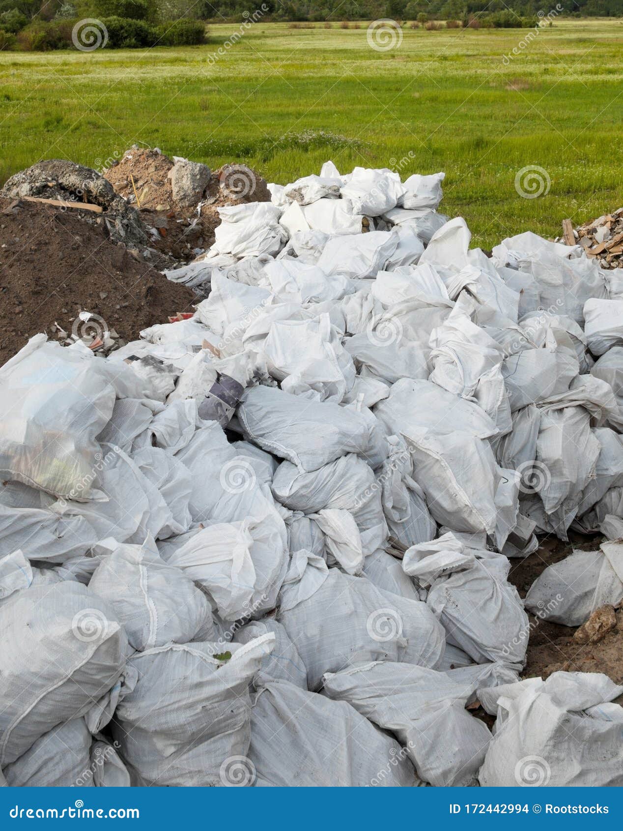 Garbage in the Plastic Sacks Stock Photo - Image of environmental, city ...