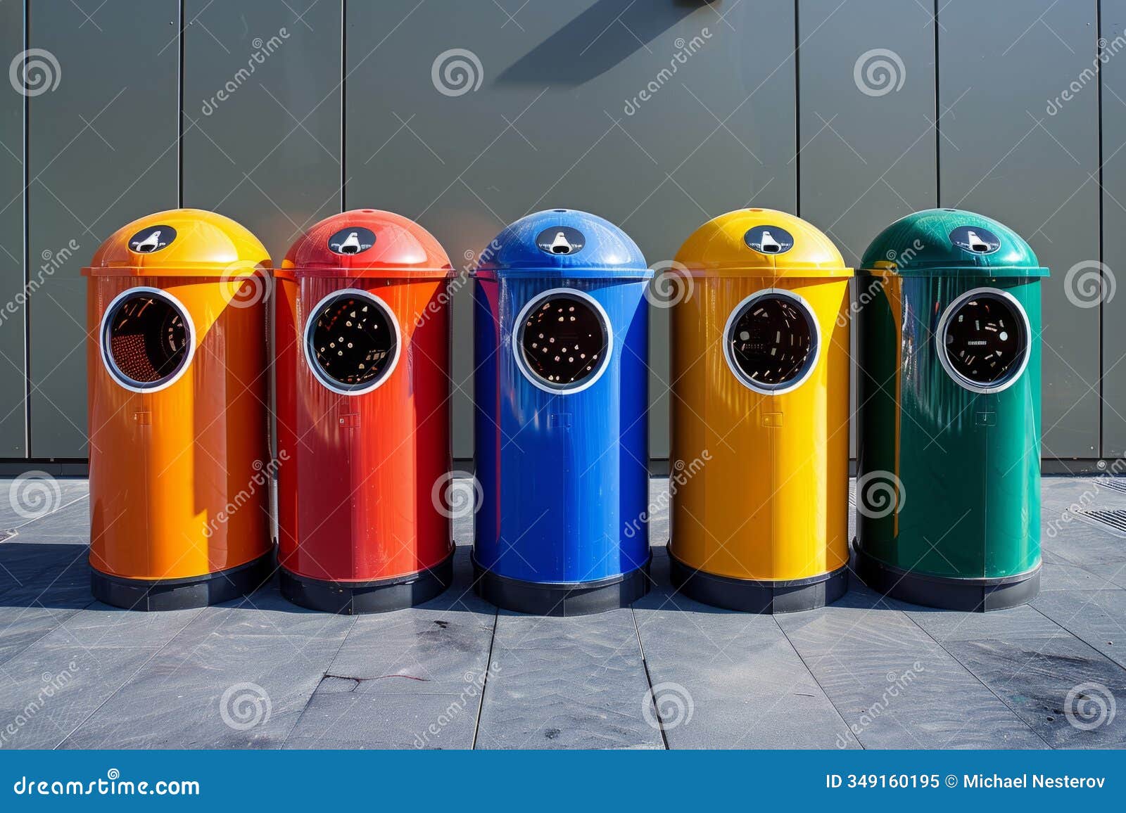 Garbage in Plastic Trash Containers, Waste Sorting and Recycling ...