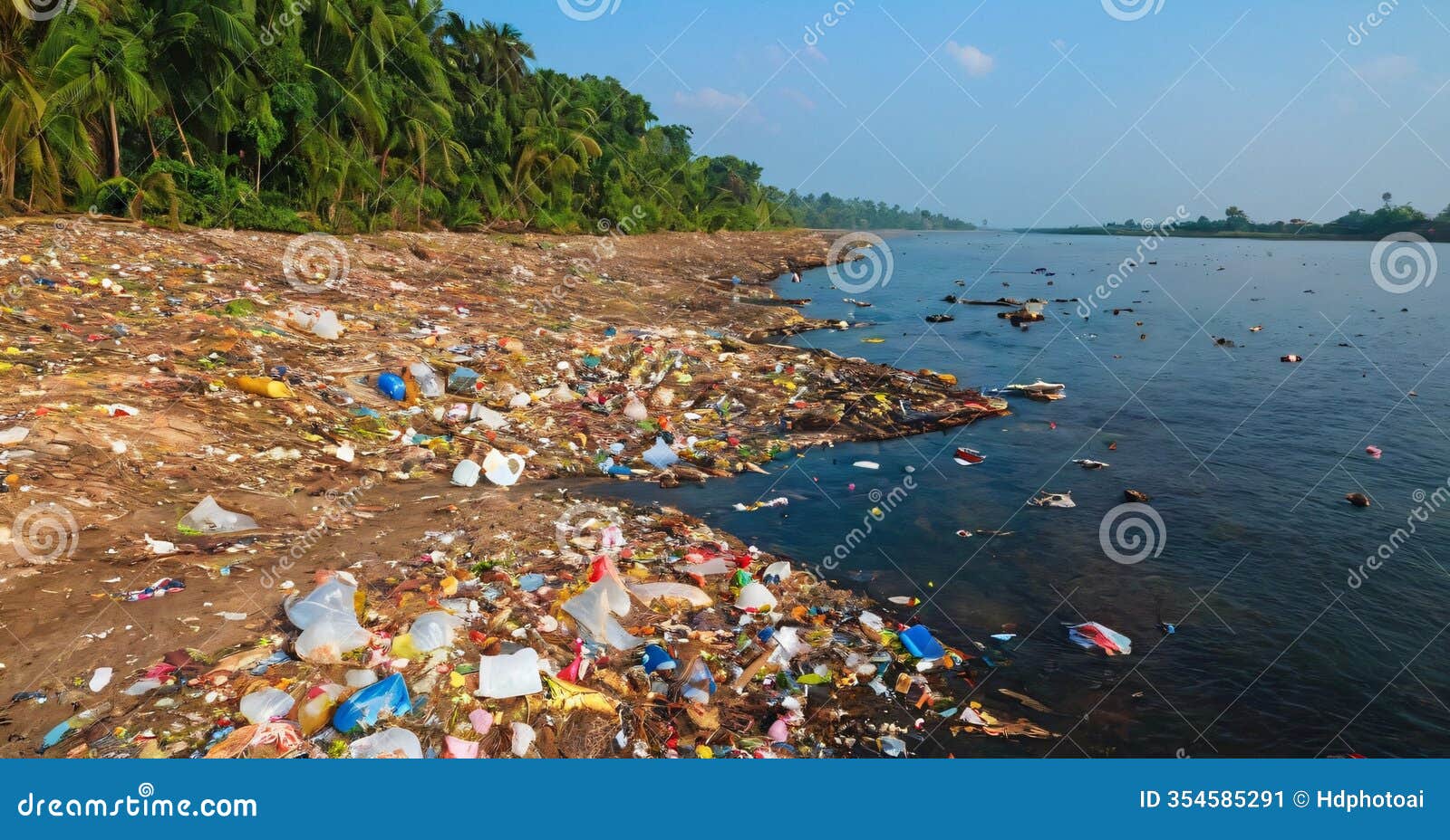 Garbage in Polluted Rivers Photo Stock Illustration - Illustration of ...