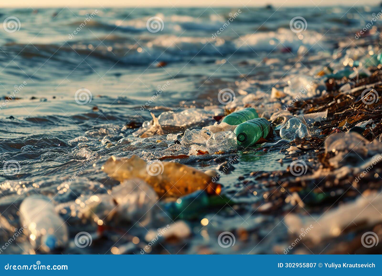 Garbage polluted sea stock illustration. Illustration of pollution ...