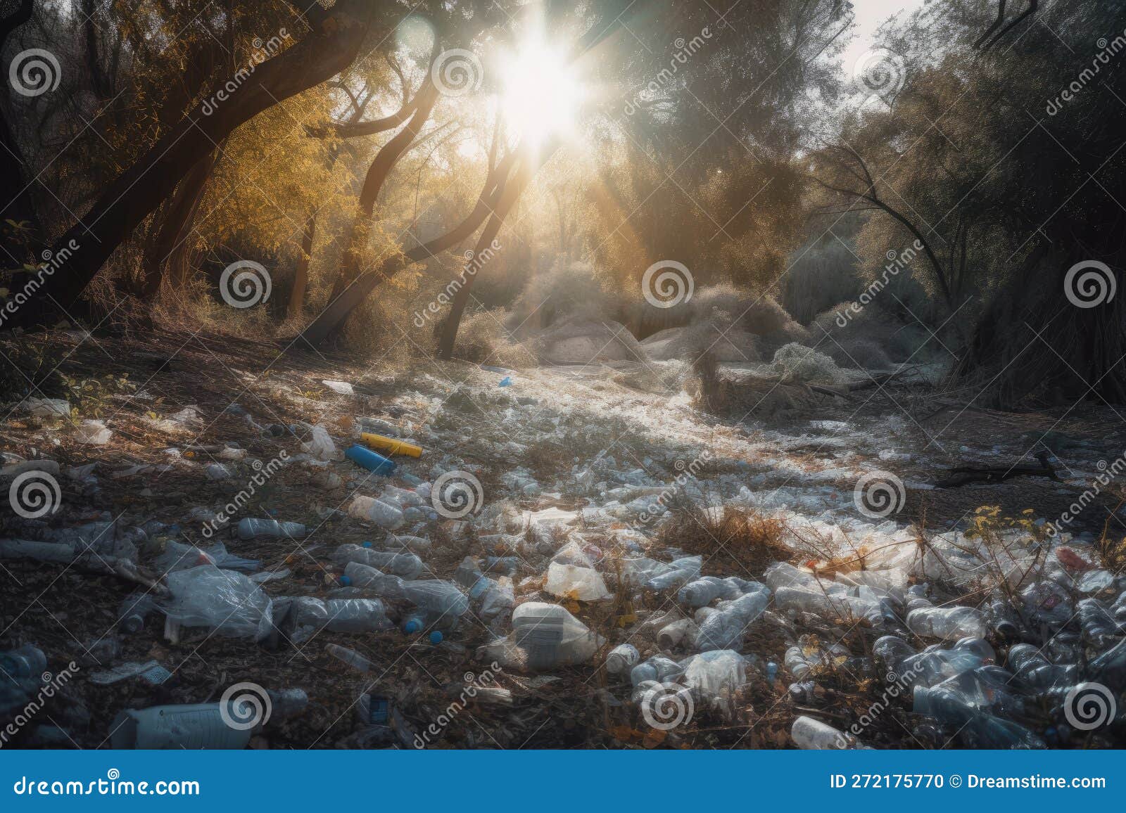 Garbage in the Forest. Pollution of the Forest by Plastic. Generative ...