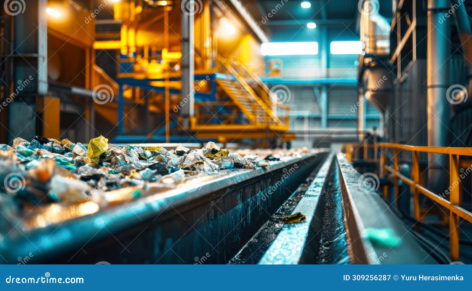 Garbage Processing Plant with Conveyor Belts Stock Illustration ...