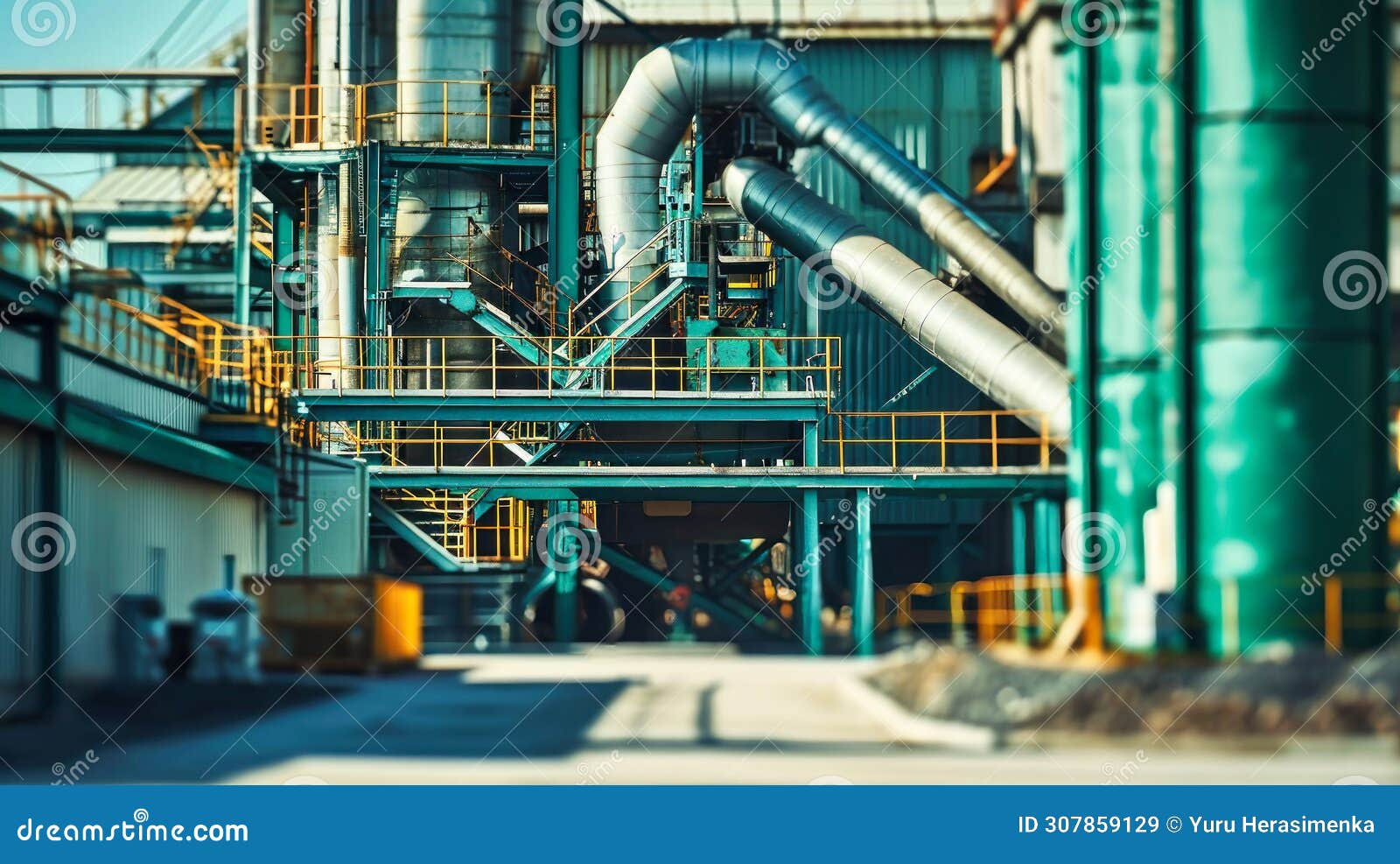 Industrial Waste Processing Factory with Numerous Pipes and Conveyors ...