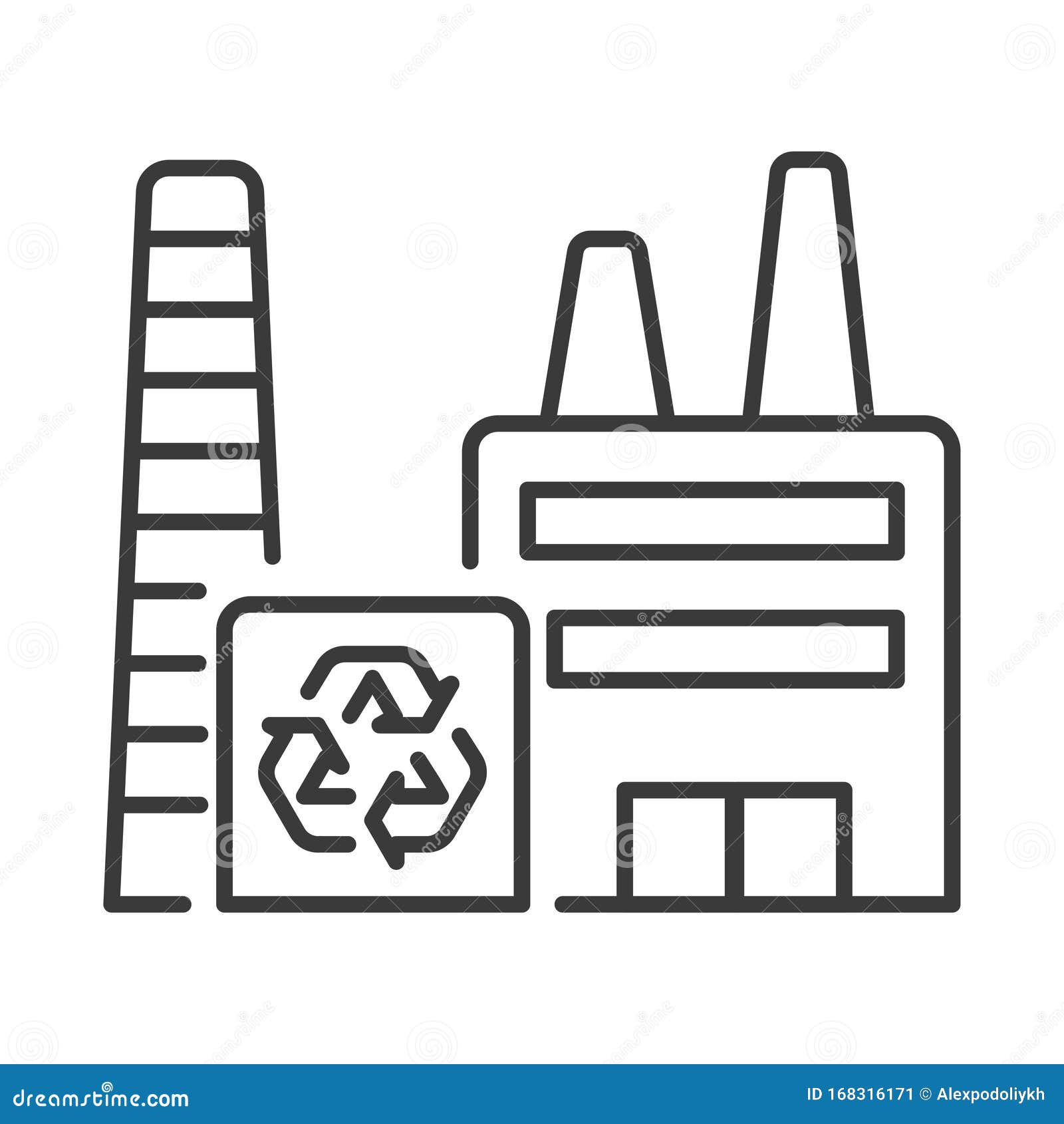 Garbage Processing Plant Line Black Icon. Green Manufacturing and ...