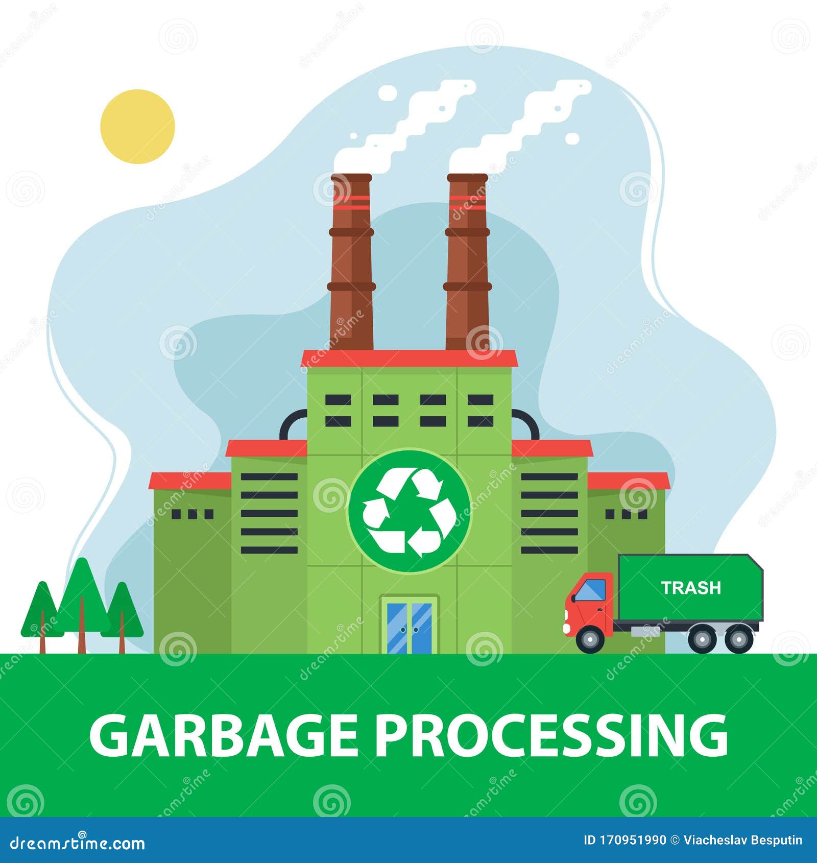 Garbage Processing Concept 3d Isometric View. Vector | CartoonDealer ...