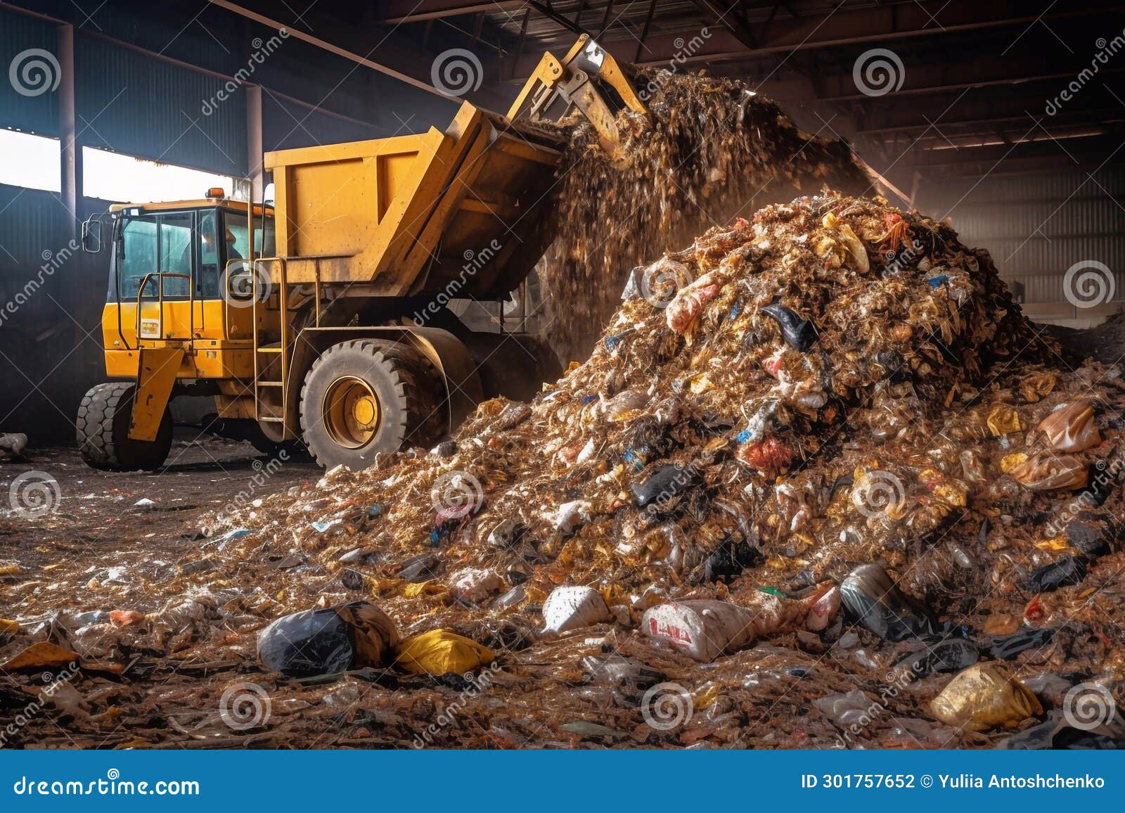 Garbage Processing. Work at a Landfill Stock Illustration ...