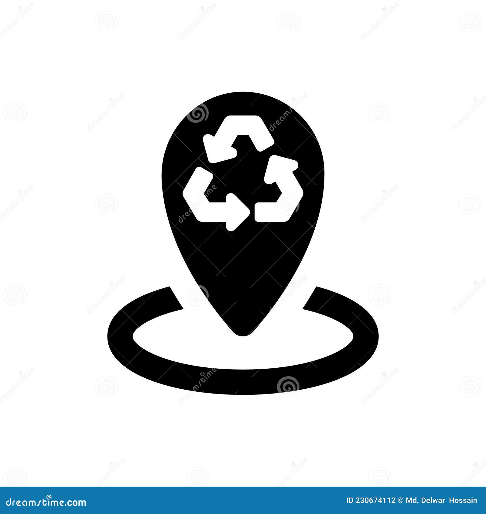 Garbage Recycle Location Icon Stock Vector - Illustration of sign ...