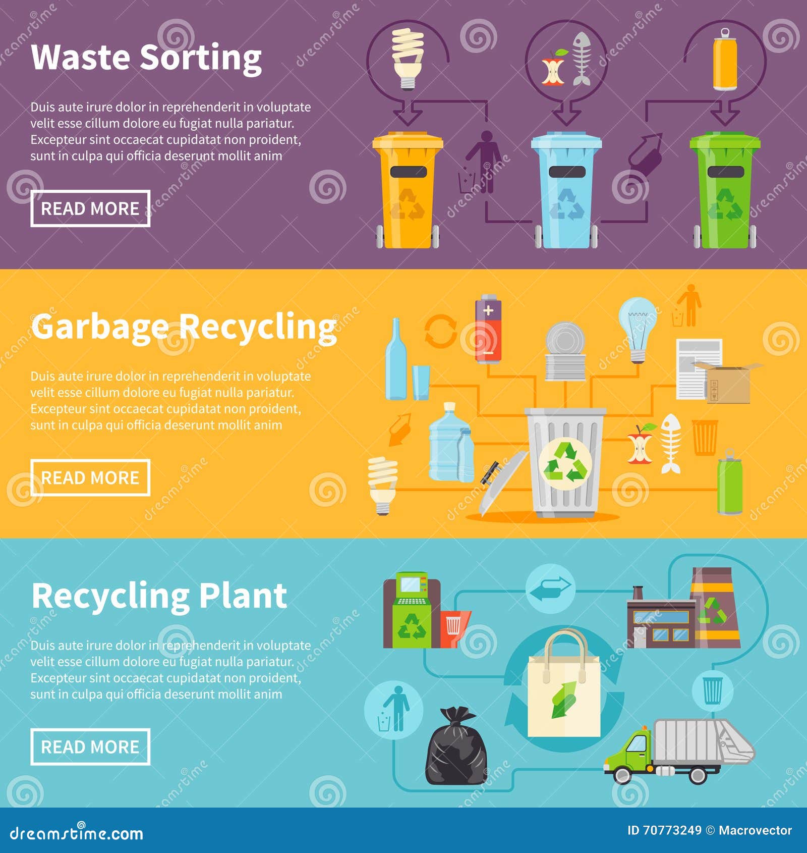 Garbage Recycling Banners Set Stock Illustrations – 215 Garbage ...