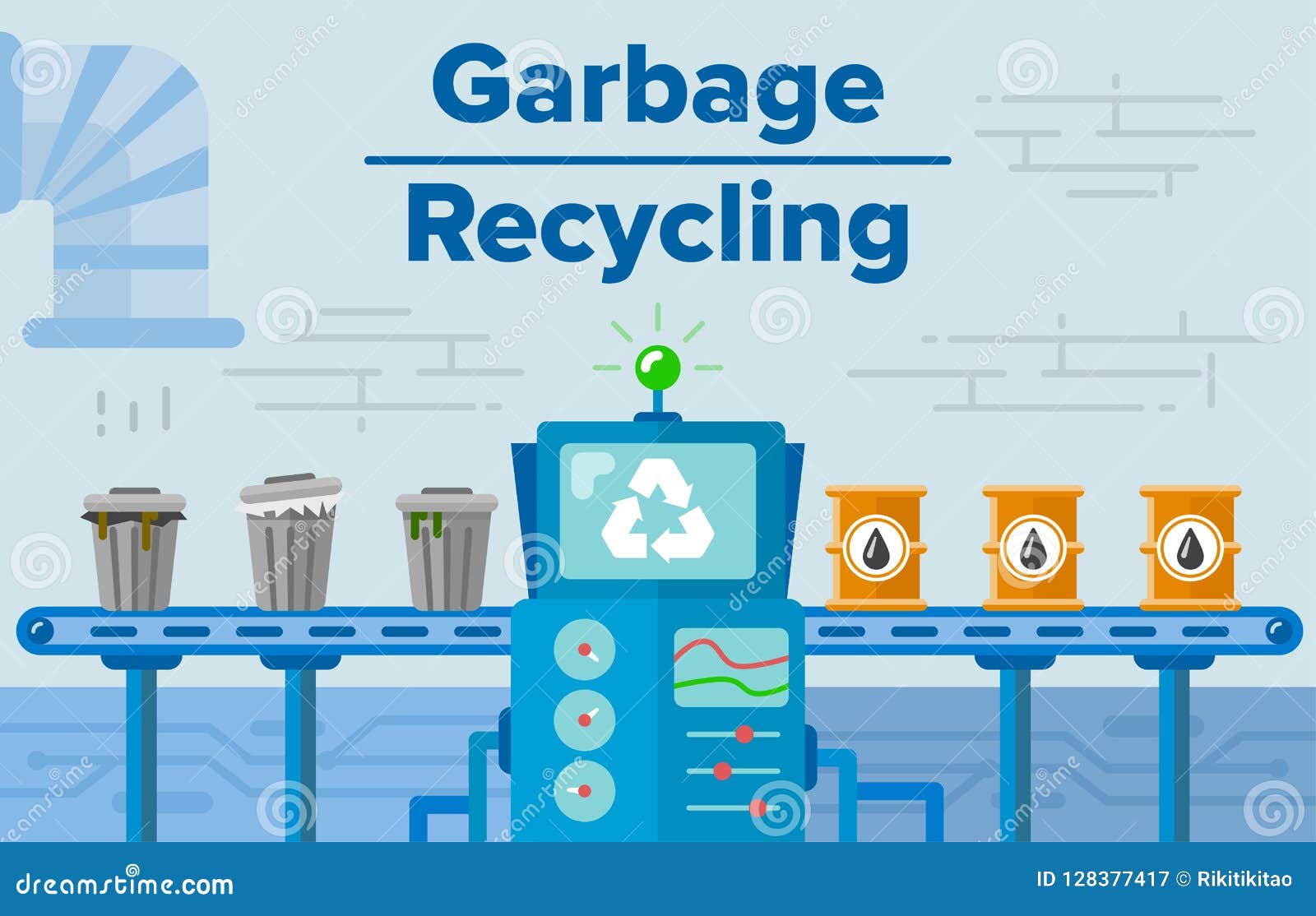 Garbage Recycling Process Concept Flat Vector Illustration Stock Vector ...