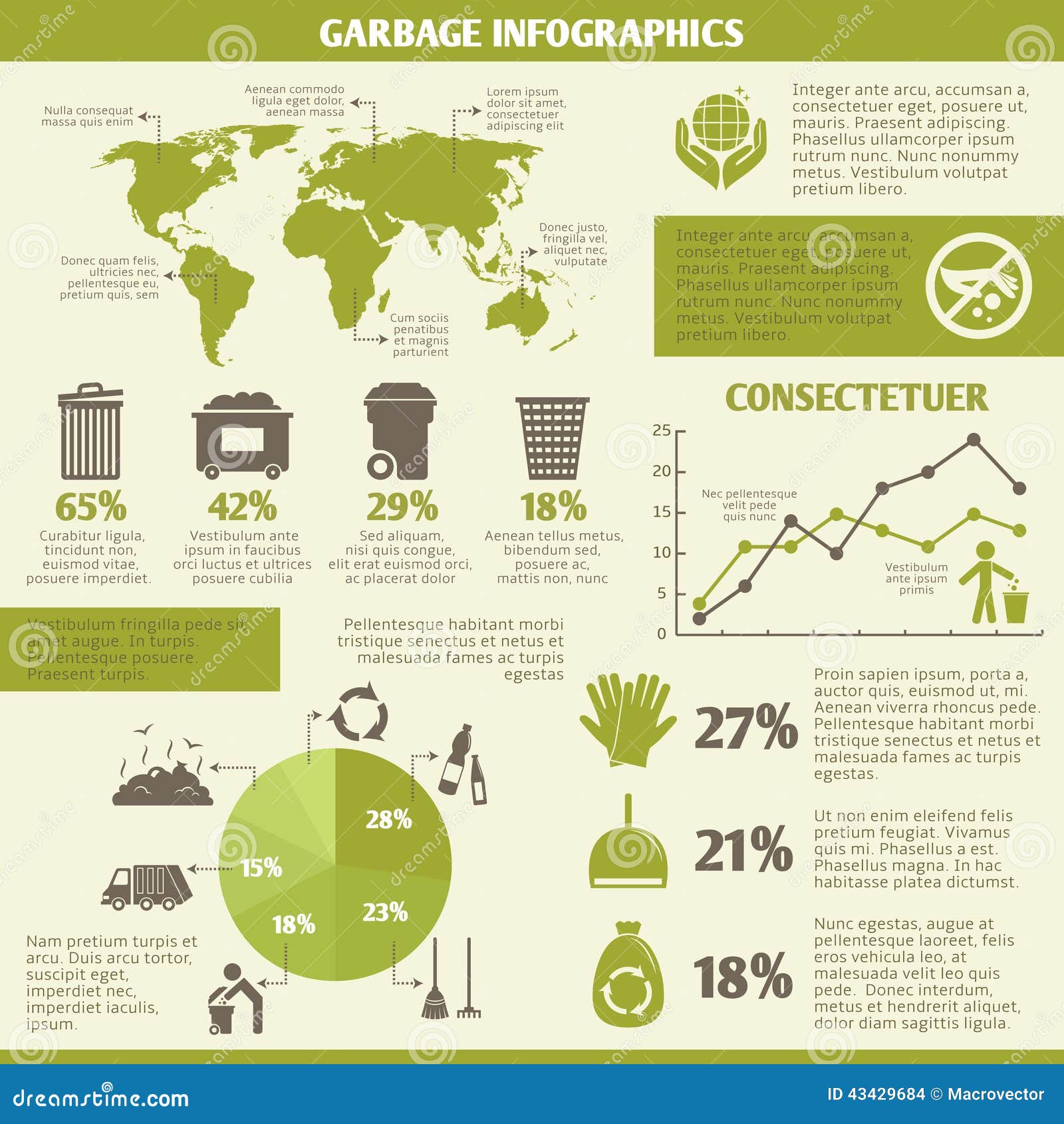 Garbage Recycling. Waste Separation People Protect Nature Container For ...