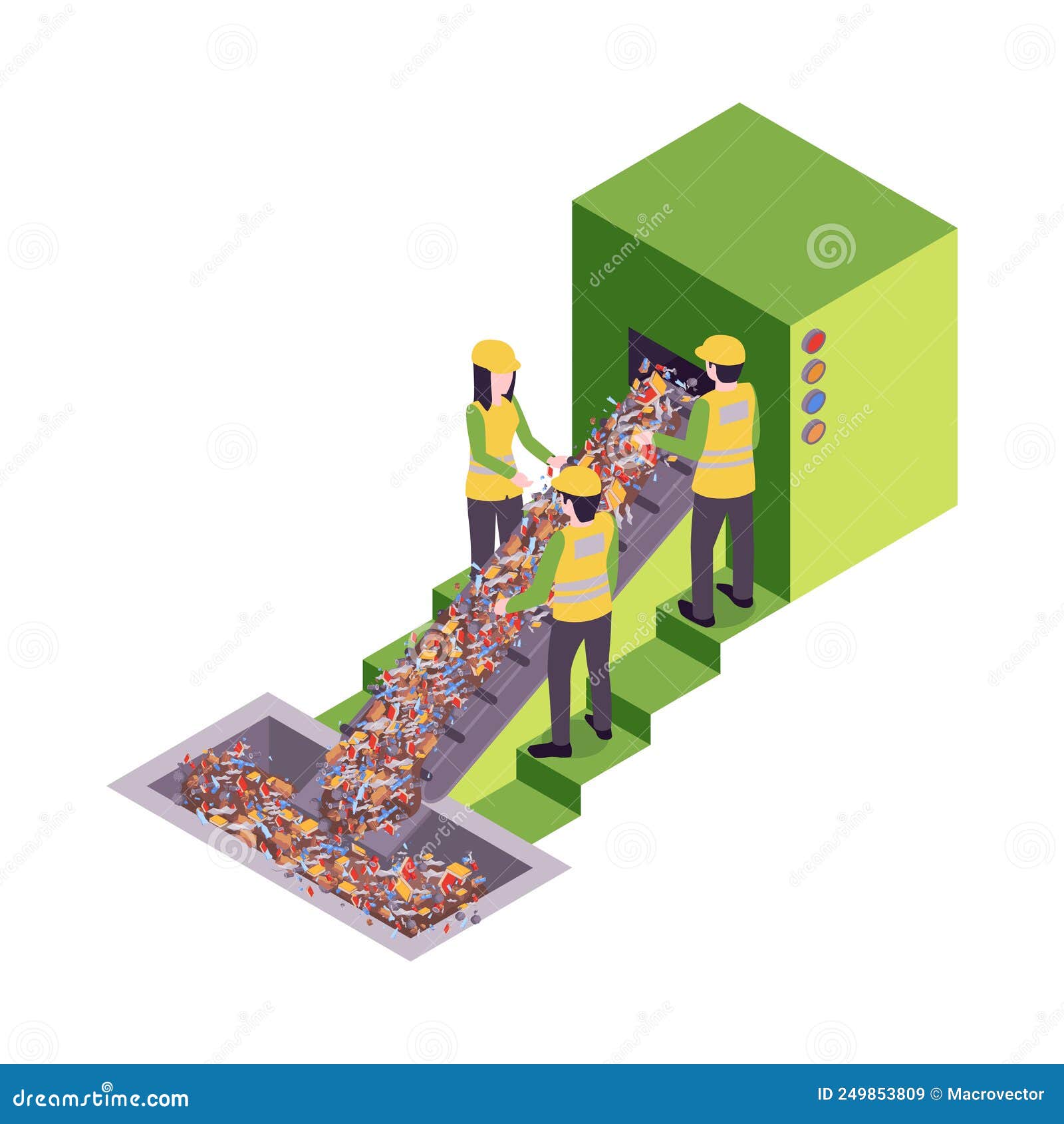 Garbage Recycling Line Composition Stock Vector - Illustration of ...