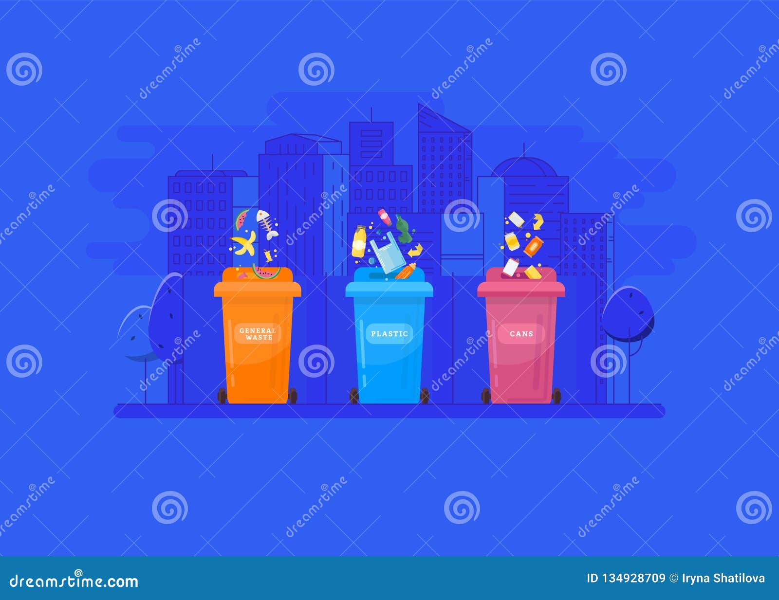 Garbage Recycling and Utilization Concept. Stock Vector - Illustration ...