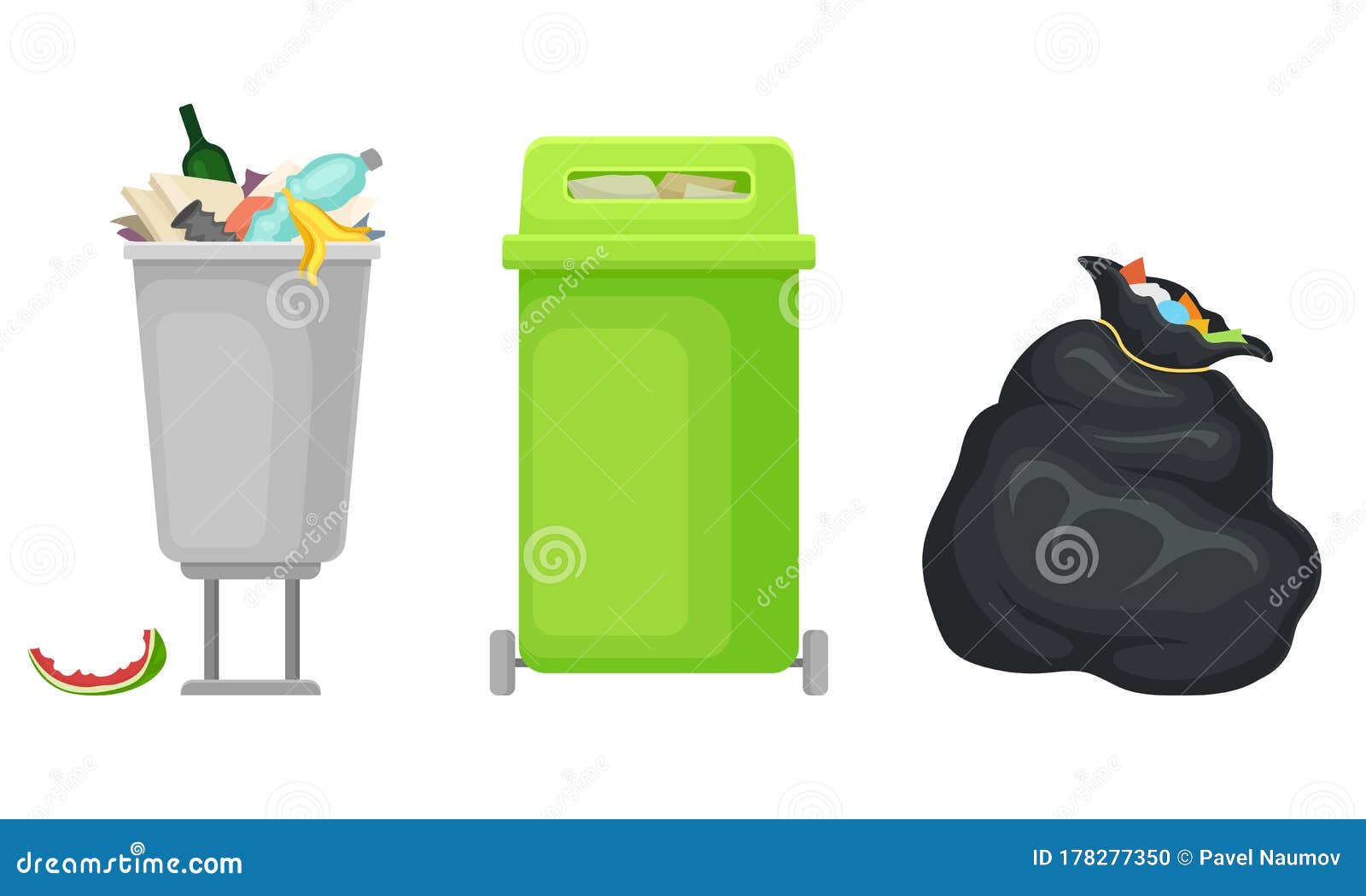 Garbage or Refuse in the Tanks and Sack Vector Set Stock Vector ...