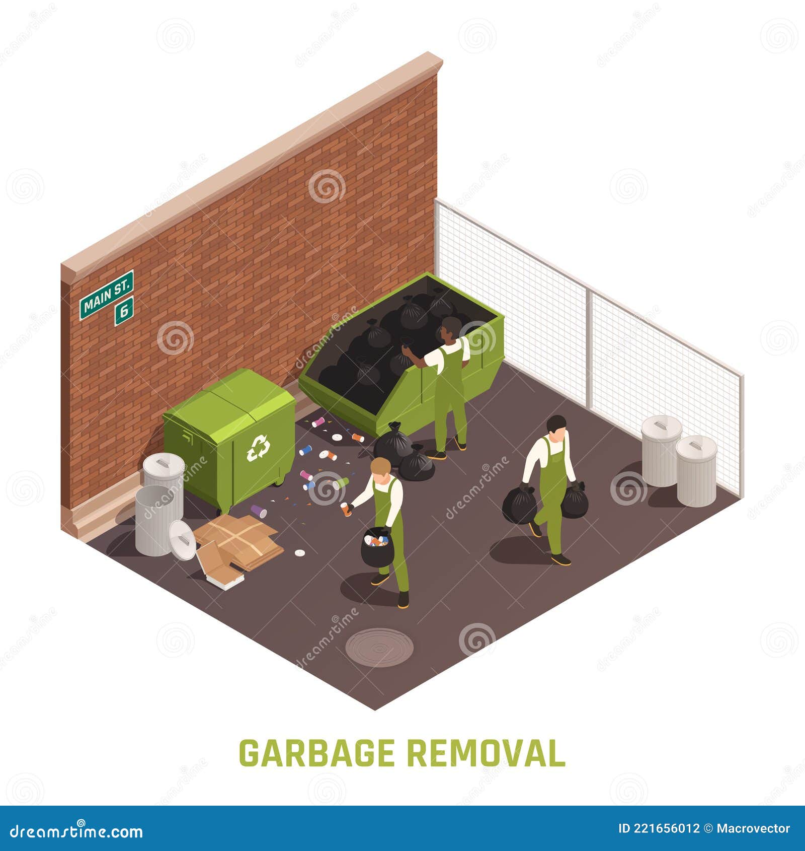 Garbage Removal Isometric Composition Stock Vector - Illustration of ...
