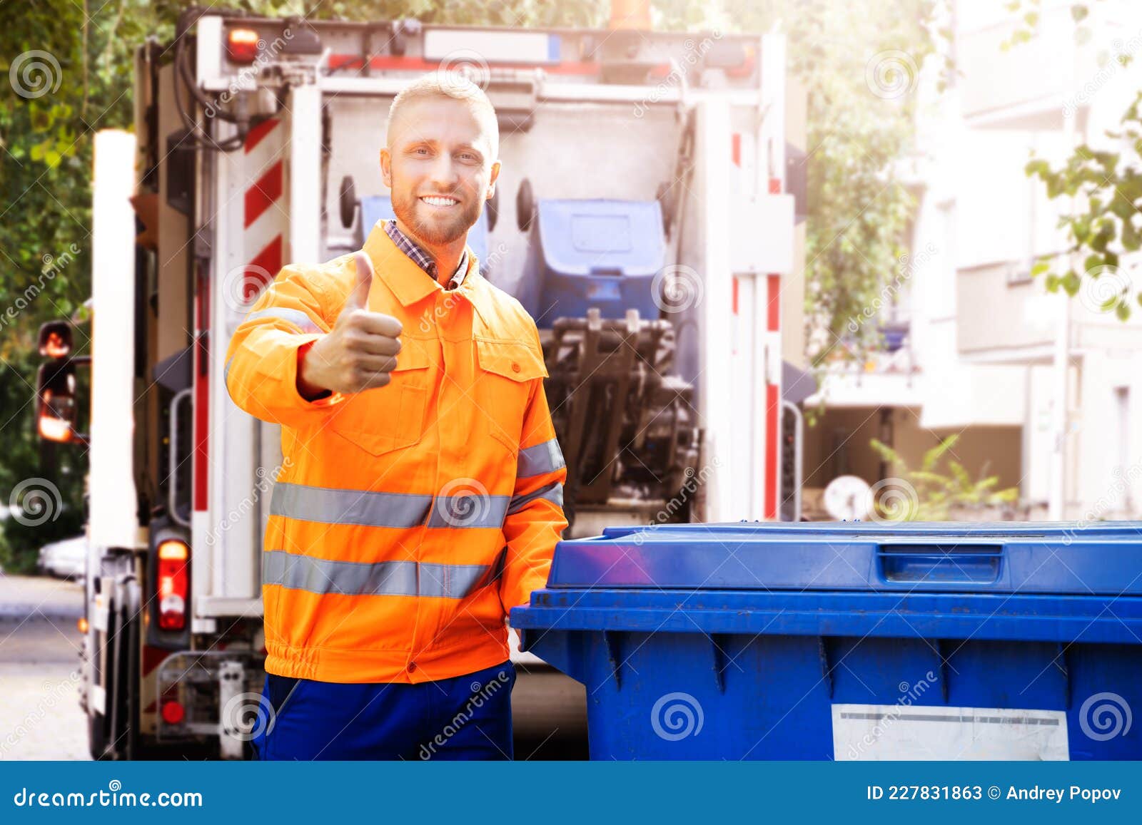 Garbage Removal Man Doing Trash Stock Image - Image of collector, happy ...