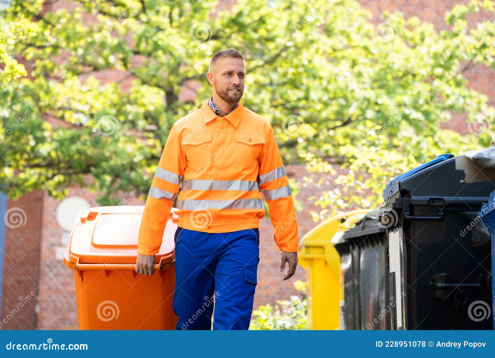 Garbage Removal Man Doing Trash Stock Photo - Image of male, cleaner ...