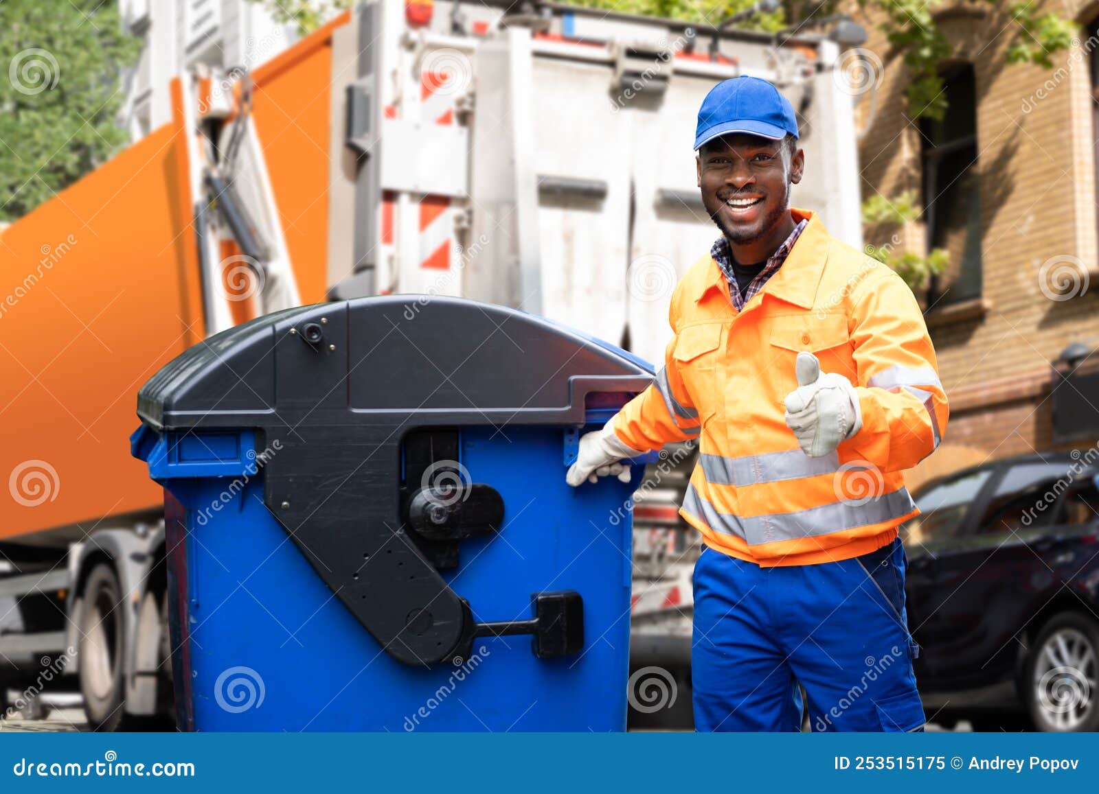 Garbage Removal Man Doing Trash Stock Image - Image of thumb, young ...