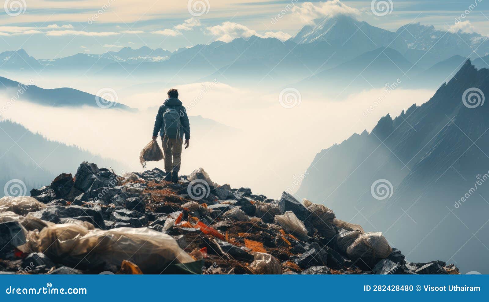 Garbage Removal in the Mountains, Cleaning Up while Hiking, Garbage ...