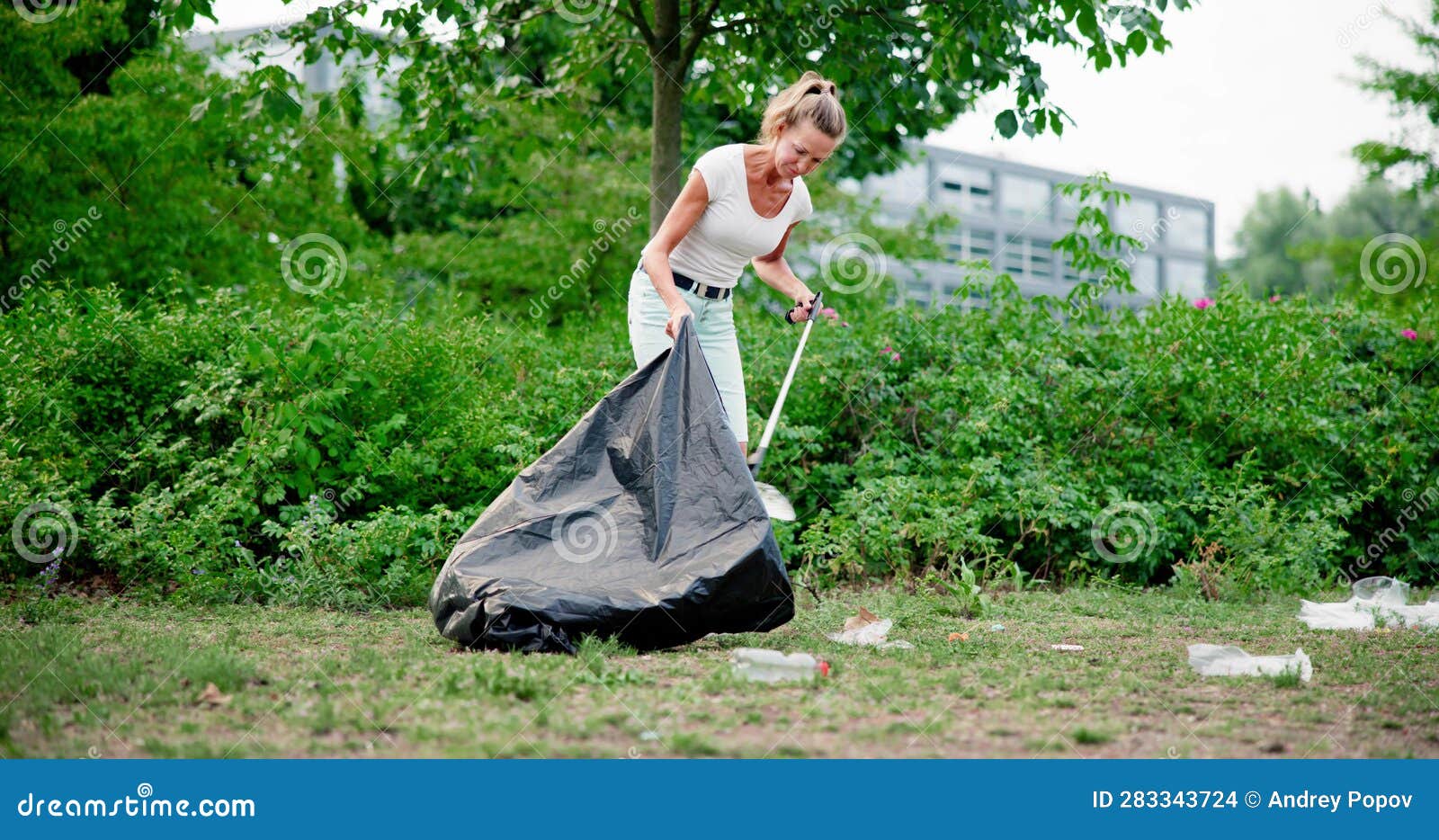 Garbage Removal Woman Doing Trash Stock Photo - Image of woman ...