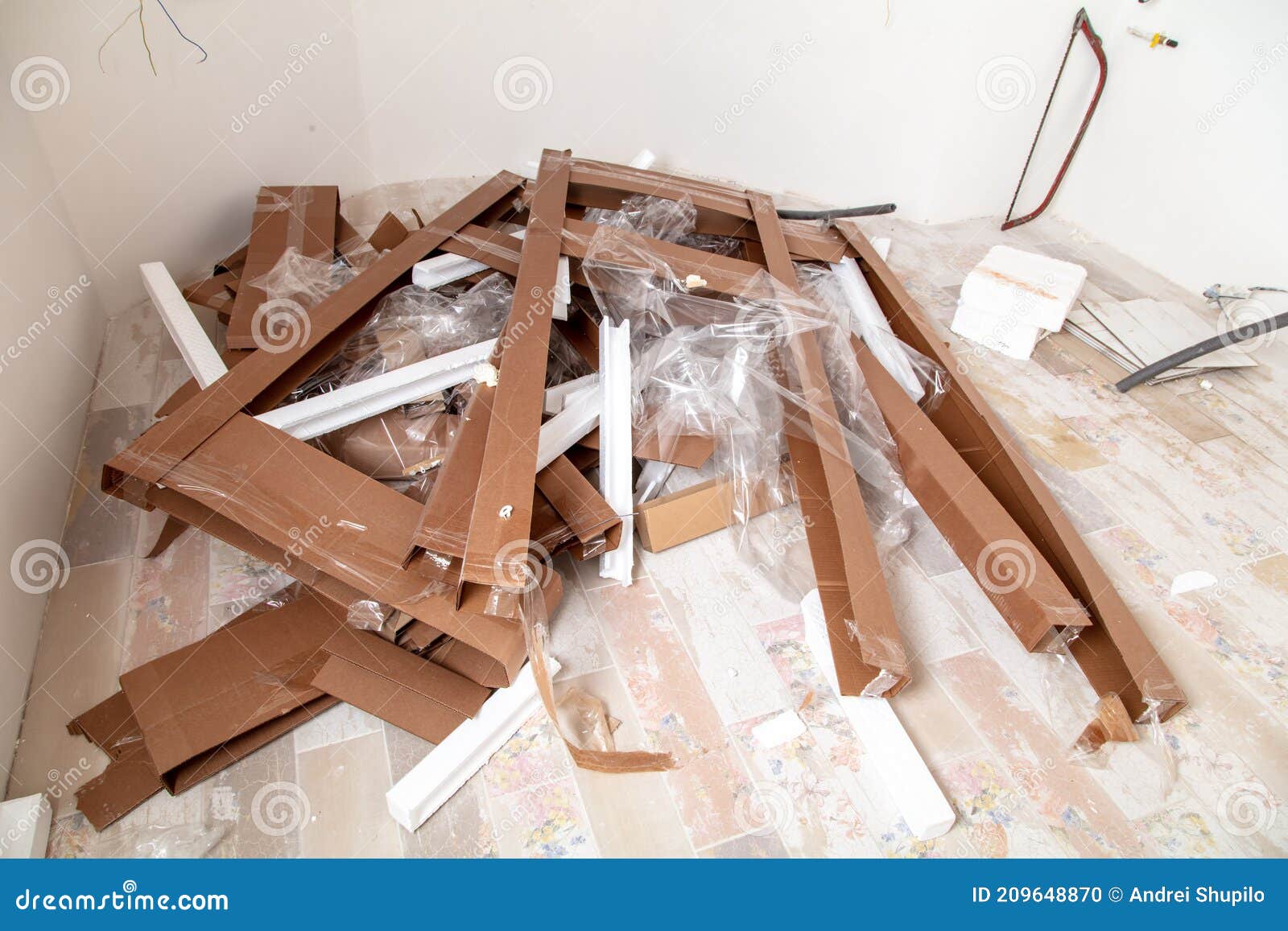 Garbage after Renovation in the Room. Building a House Stock Photo ...