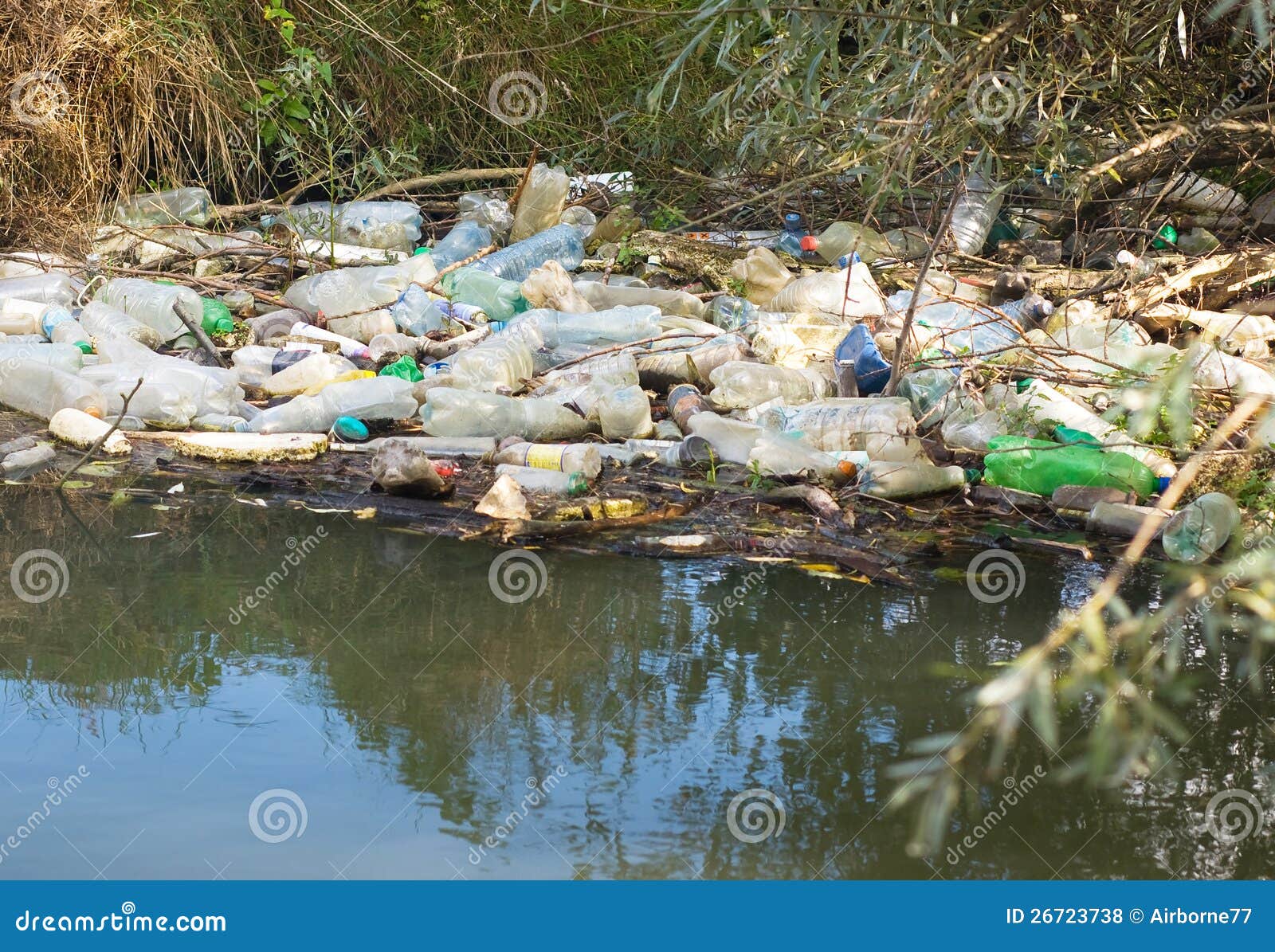 Garbage in river stock photo. Image of bottle, ripple - 26723738