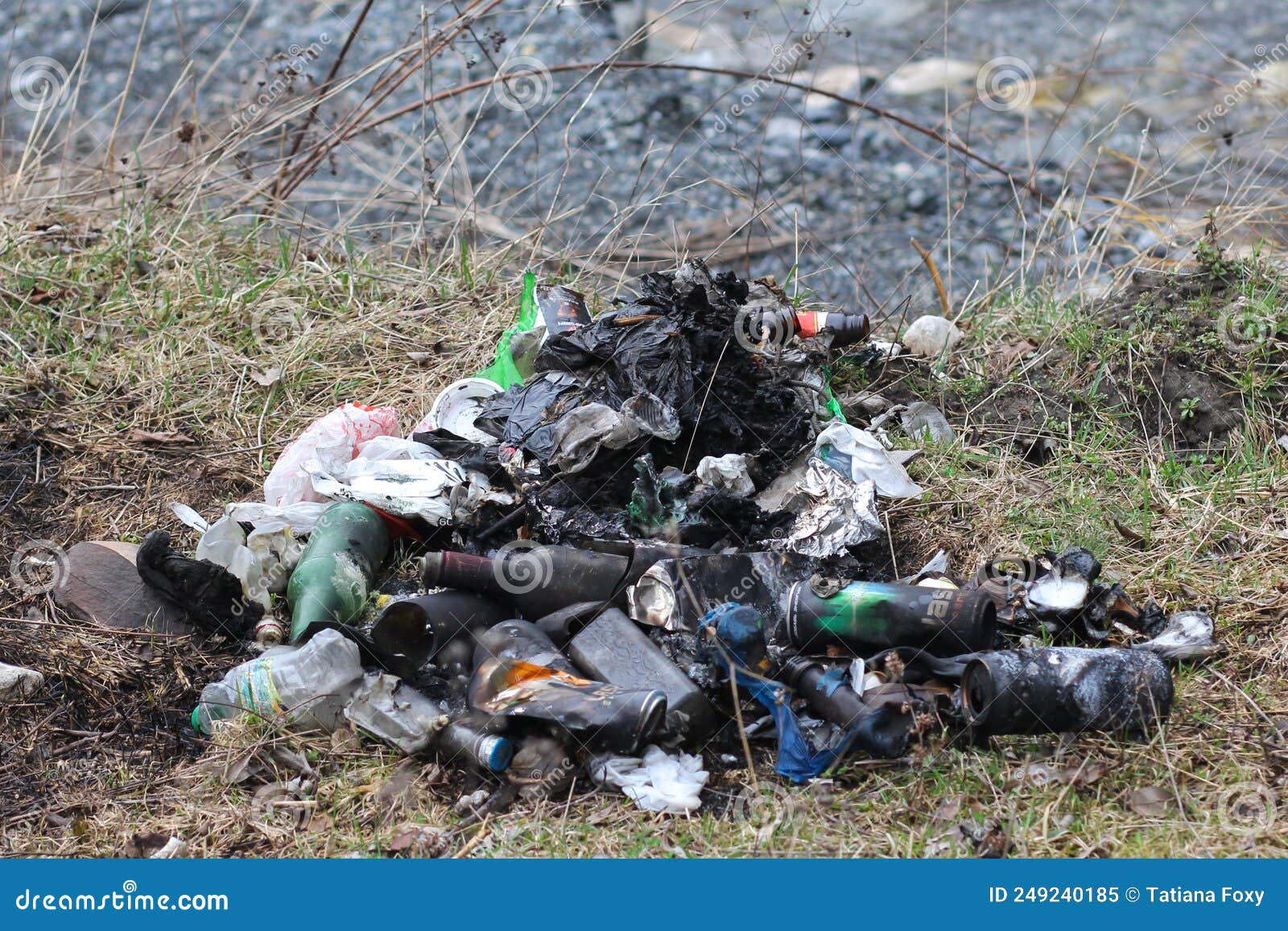 Garbage on river bank stock image. Image of dump, rubbish - 249240185