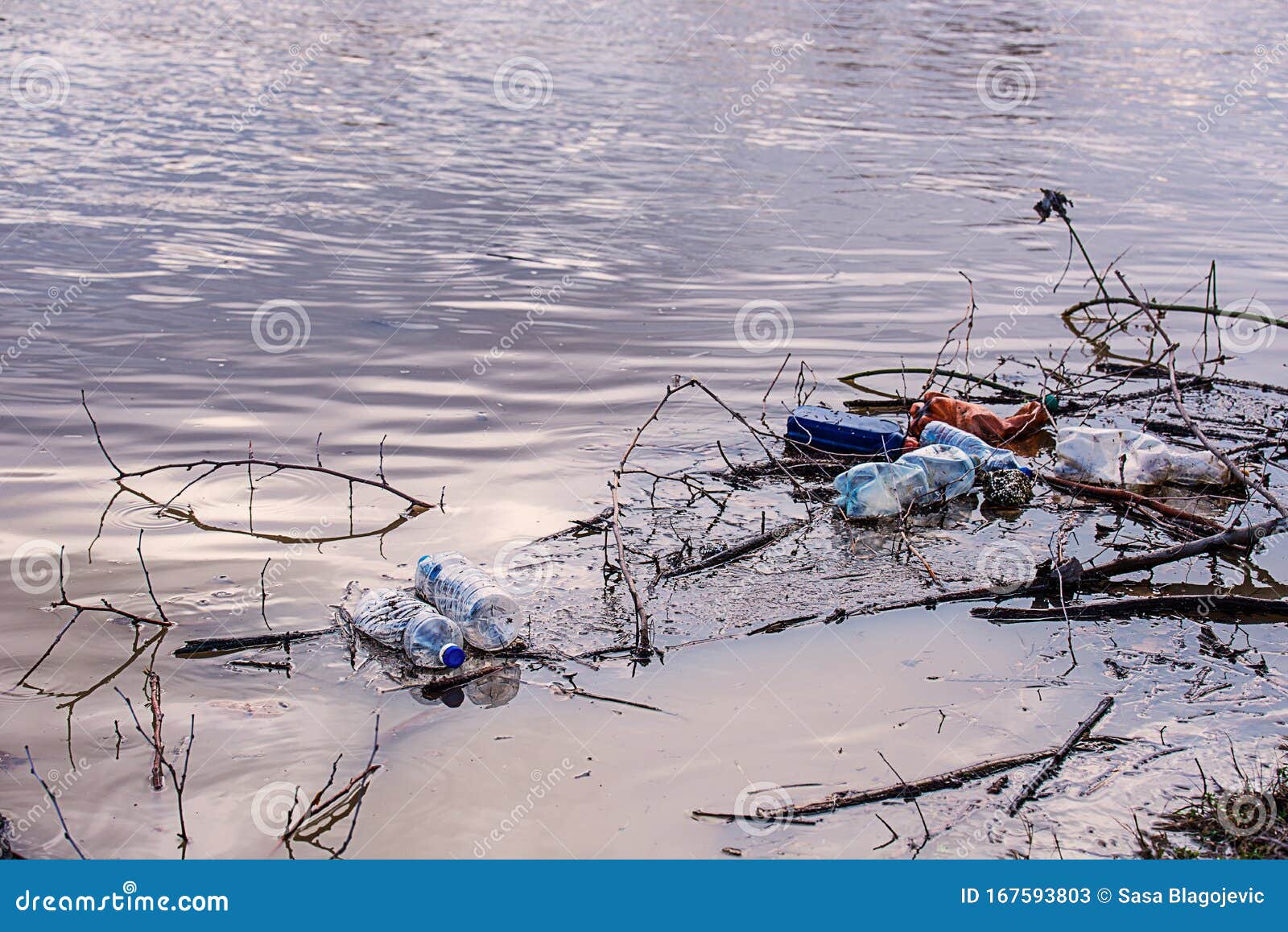 Garbage in the river stock image. Image of problem, environment - 167593803