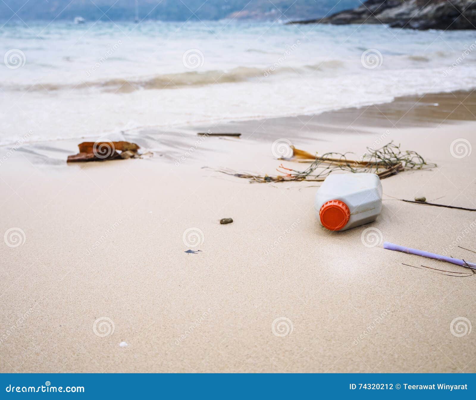 Rubbish In The Beach Make Looks Dirty And Messy. The Pollution Because ...