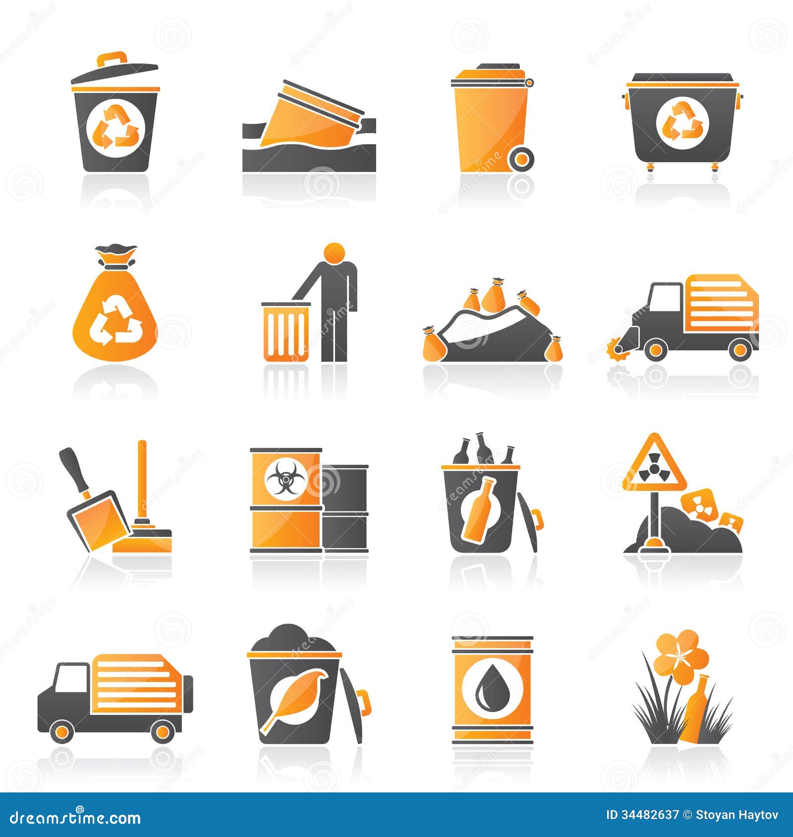Garbage and rubbish icons stock vector. Illustration of contamination ...