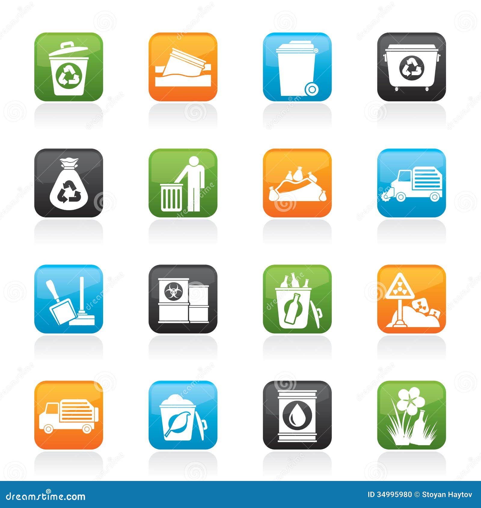 Garbage and rubbish icons stock vector. Illustration of bagful - 34995980