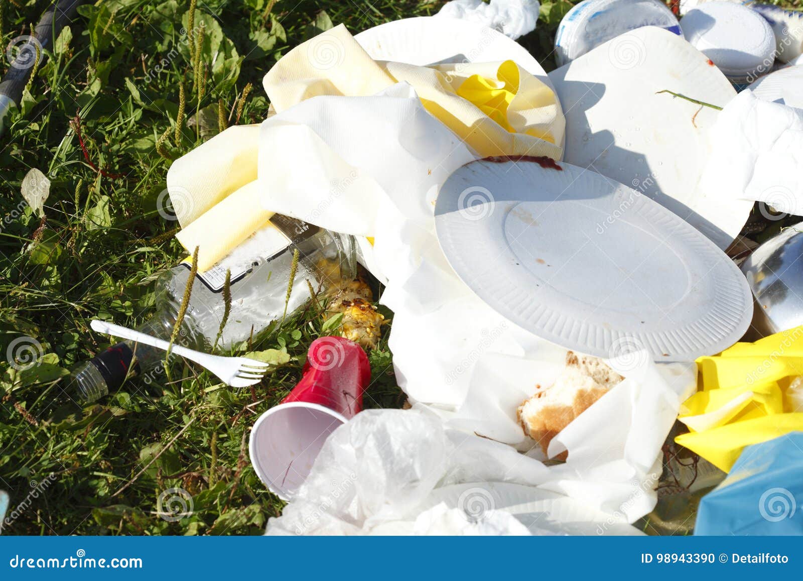 Garbage, Rubbish after the Party Stock Photo - Image of germany, lawn ...
