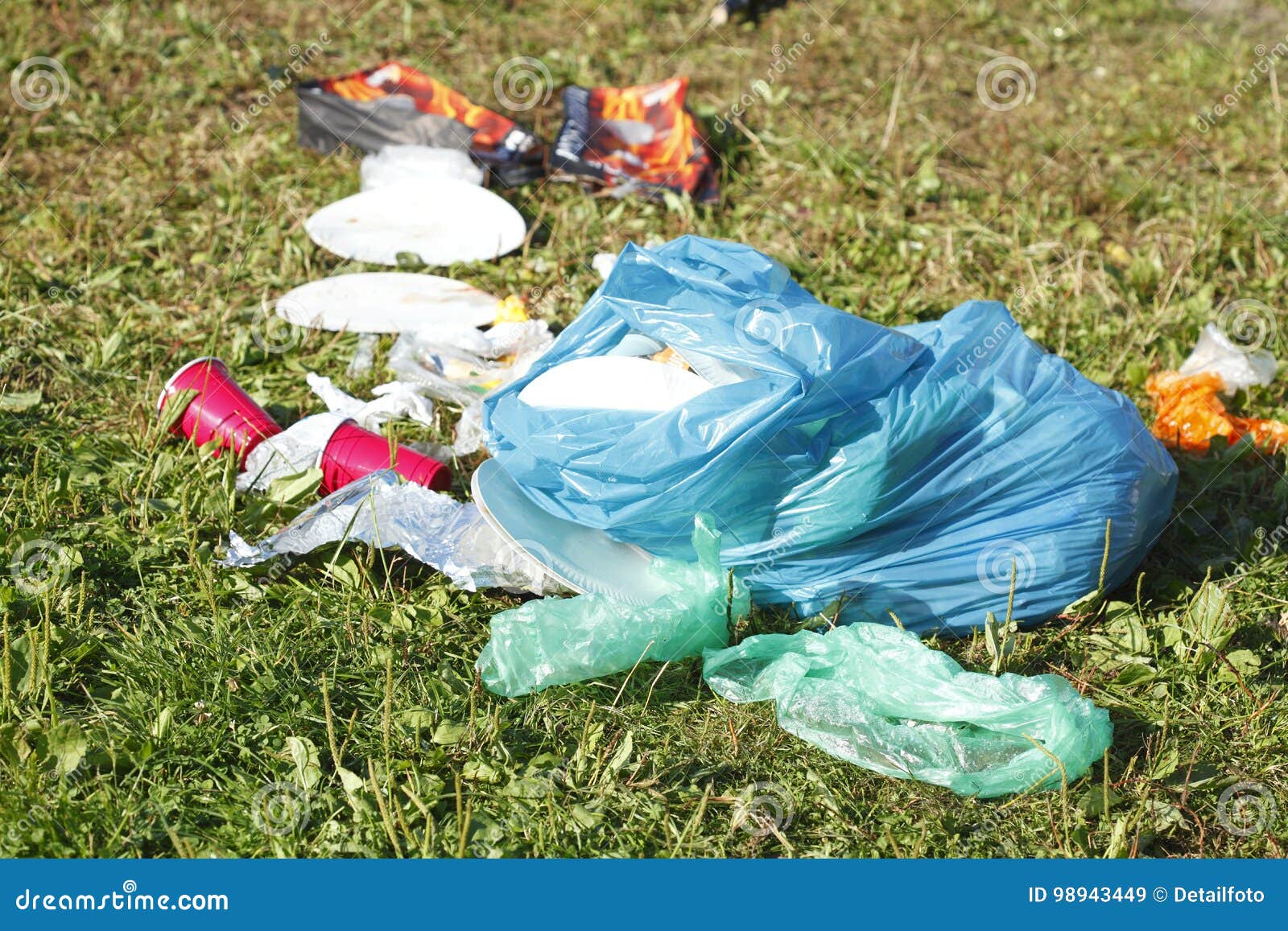 Garbage, Rubbish after the Party Stock Image - Image of waters, used ...