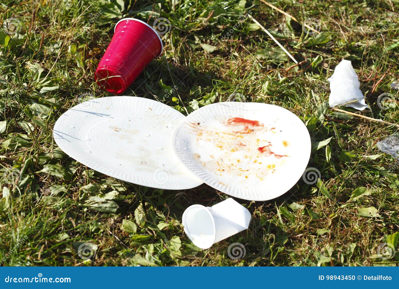 Garbage, Rubbish after the Party Stock Photo - Image of used, lake ...