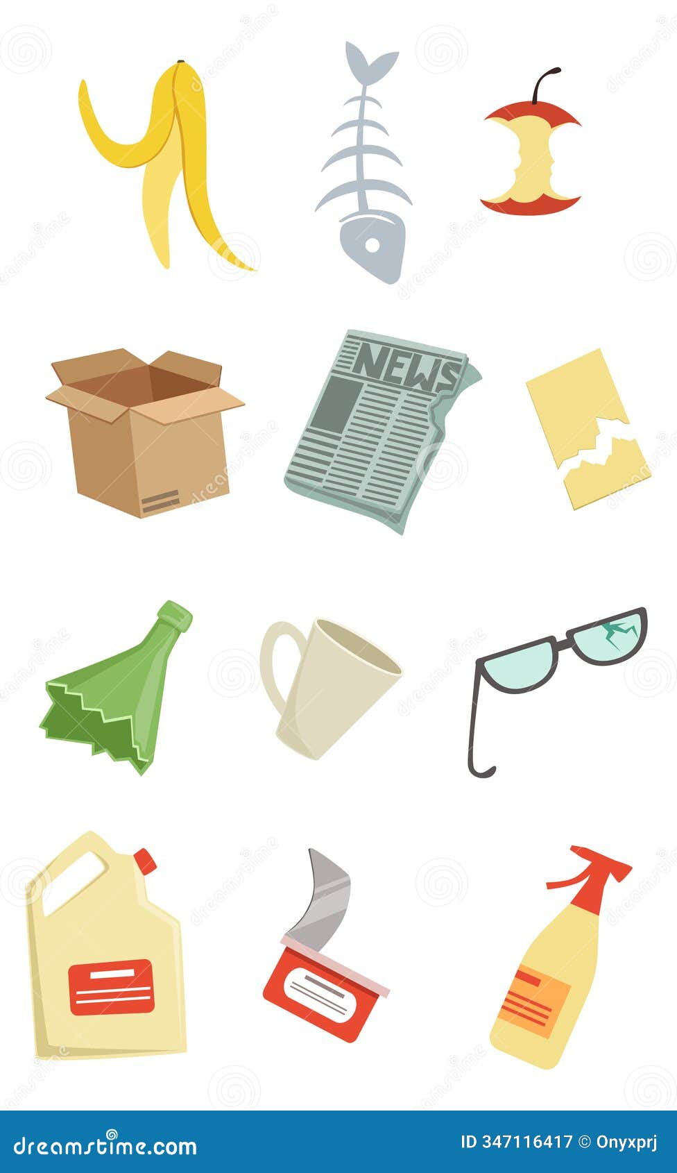 Garbage Rubbish Trash Waste. a Collection of Various Objects, Including ...